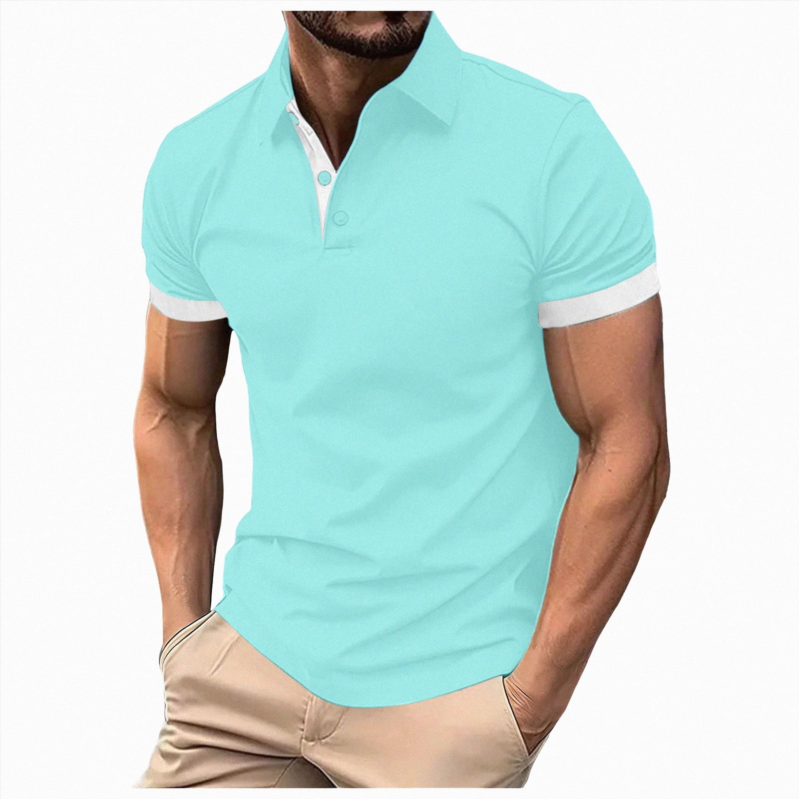 mgoYE Mens Polo Shirts Short Sleeve Casual Cotton Golf Shirts Polo ...