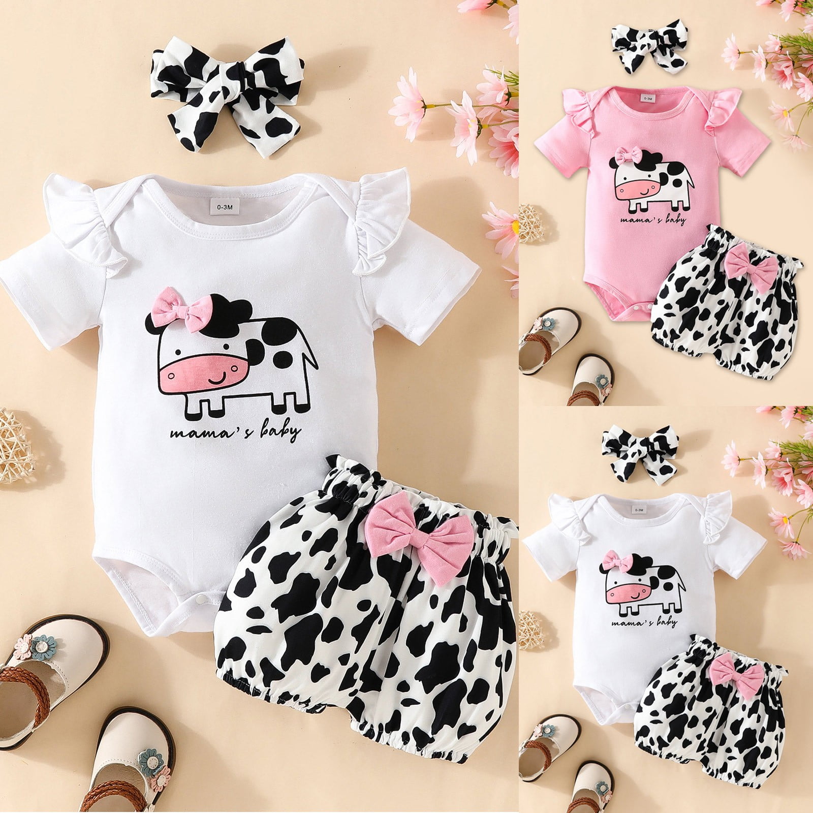 mgoYE Preemie Baby Girl Clothes Romper Shorts Set Floral Summer Outfits ...