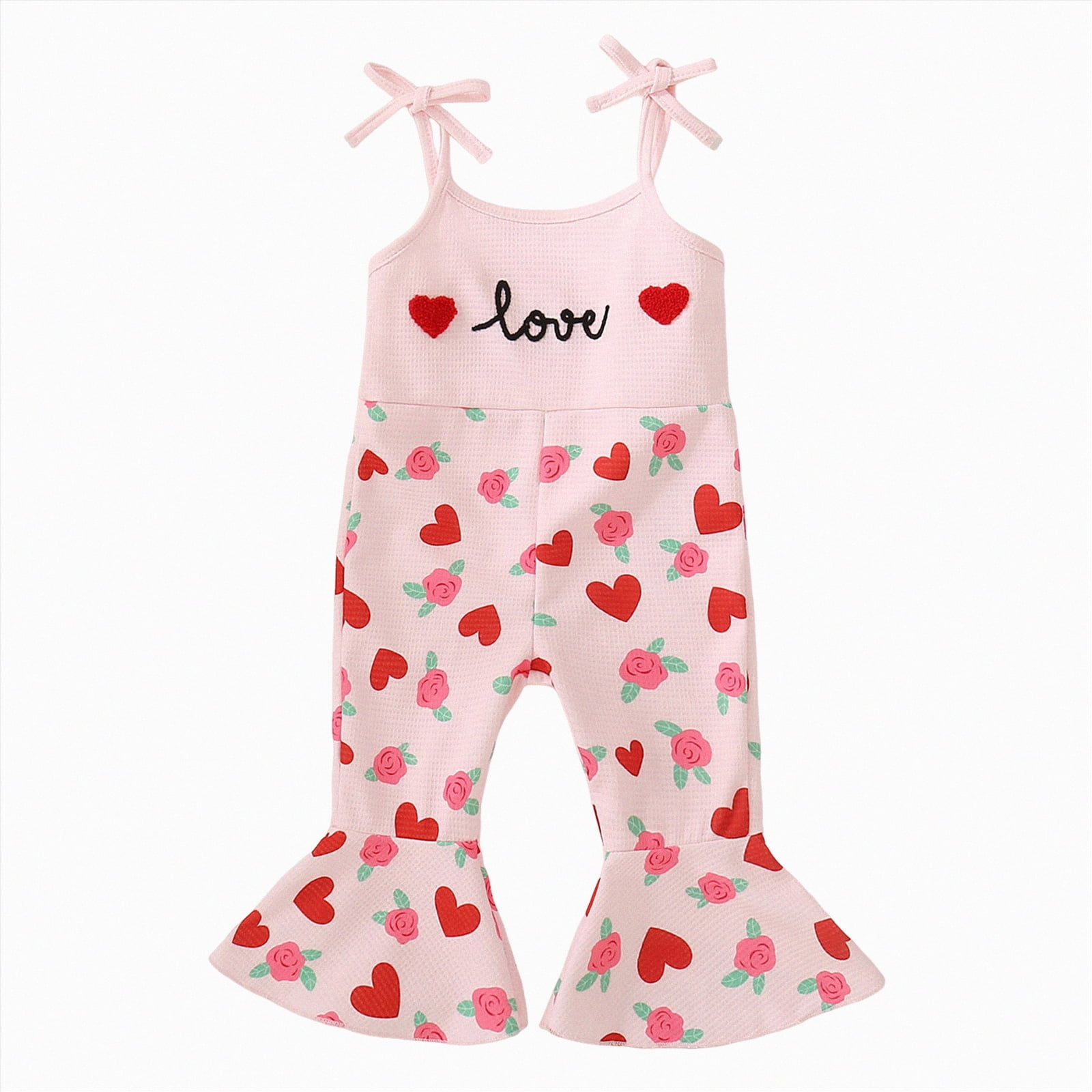 mgoYE Toddler Baby Girl Valentine's Day Outfit Overalls Love Letters ...