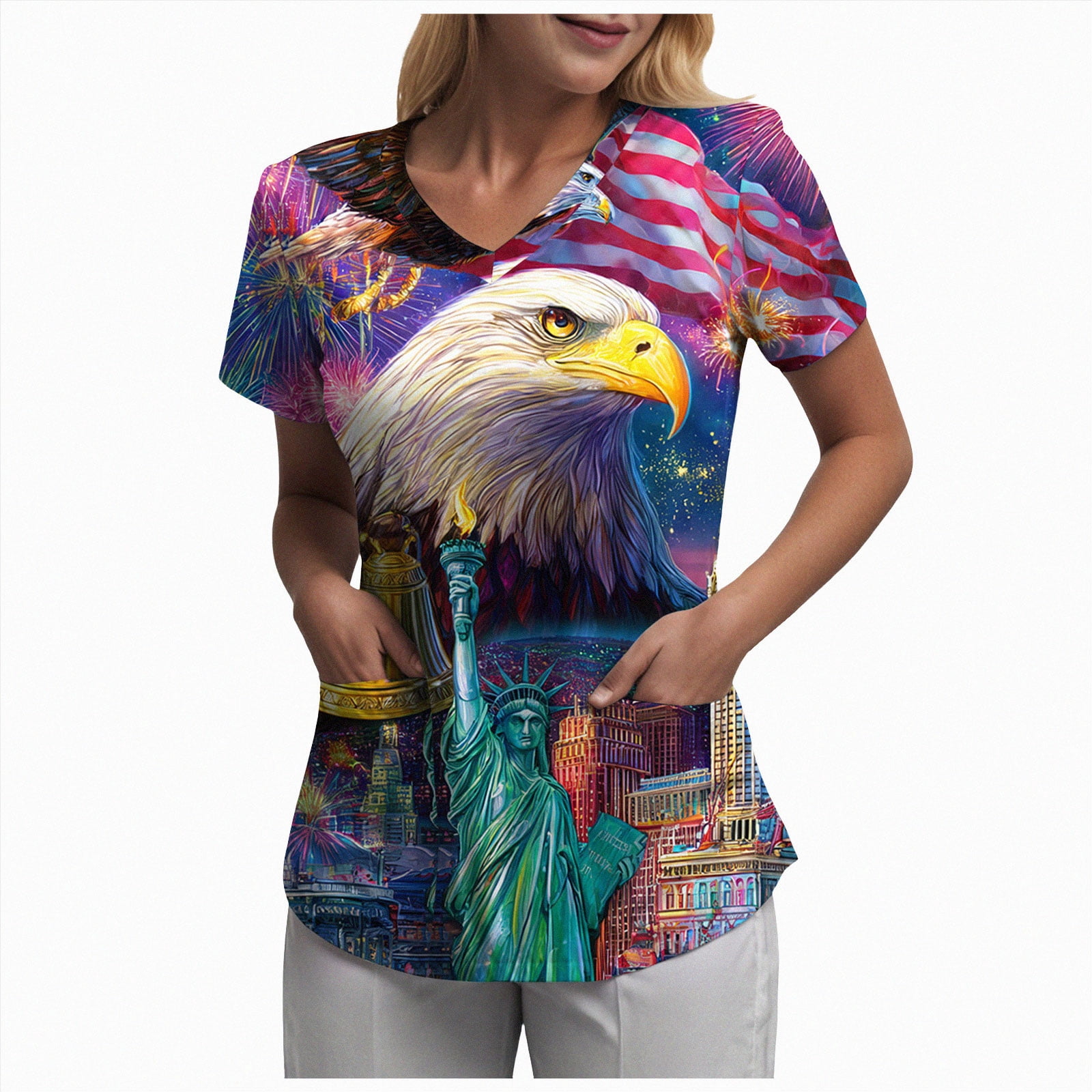 mgoYE USA 250 Shirt 1776-2026 Patriotic Eagle Graphic V Neck Short ...