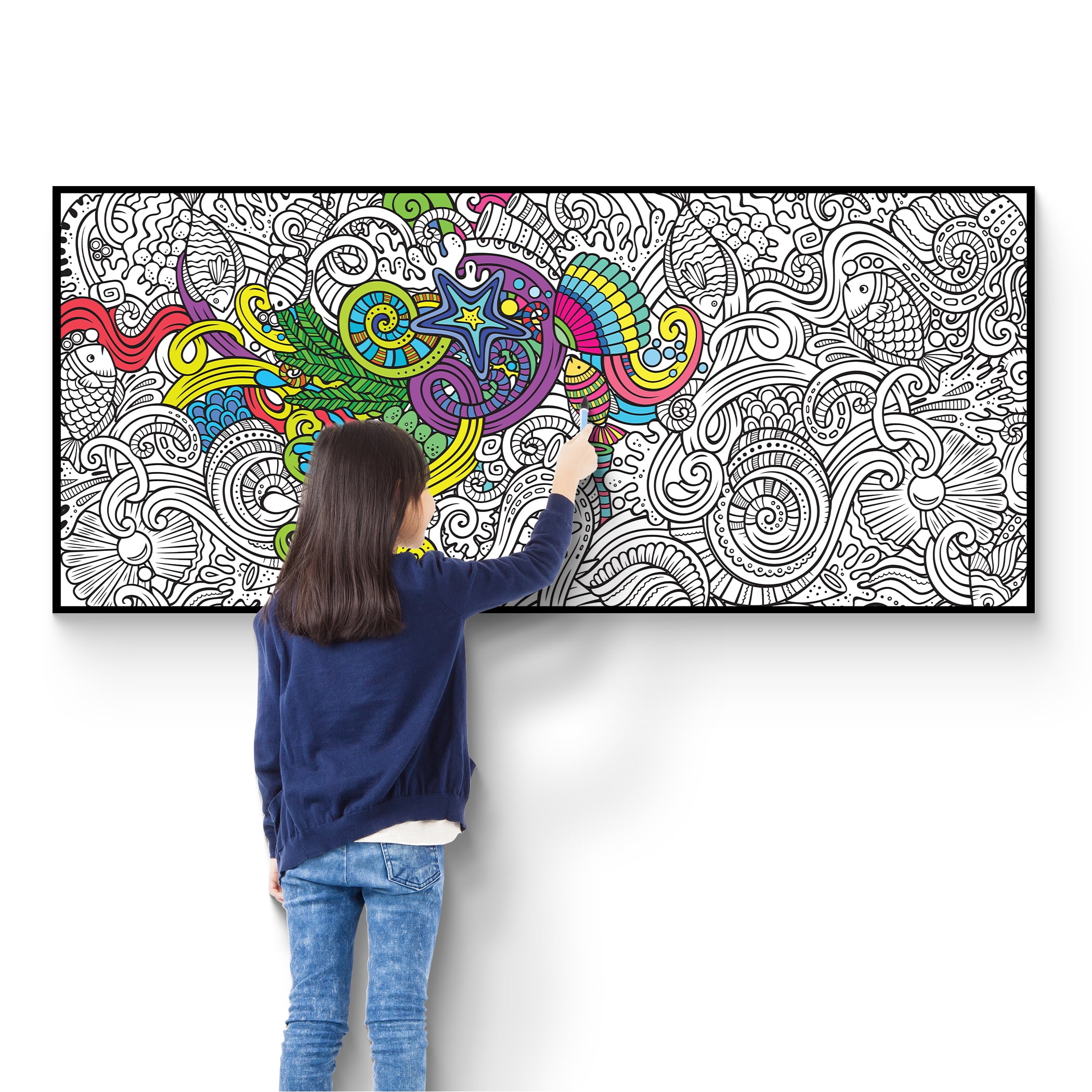 miMOODY Giant Coloring Poster, Ocean Doodle, 30"x68.9", Rolled, Fun for ...