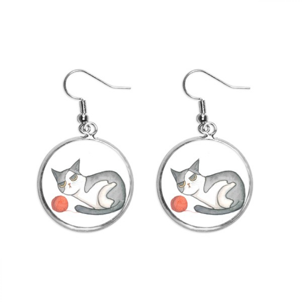 miaoji painting watercolor puppet cat ear dangle silver drop ear ...
