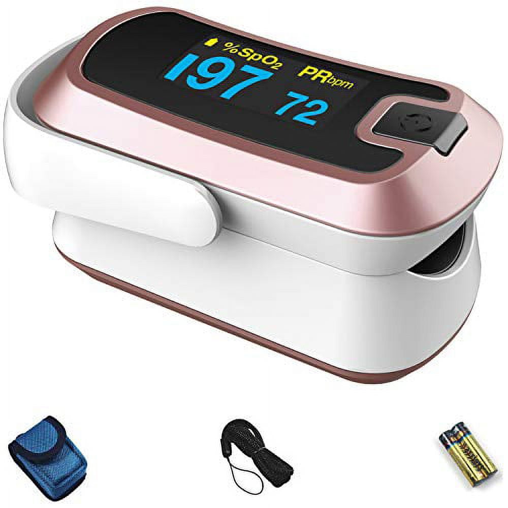 mibest OLED Finger Pulse Oximeter, O2 Meter, Dual Color White/Rose Gold ...