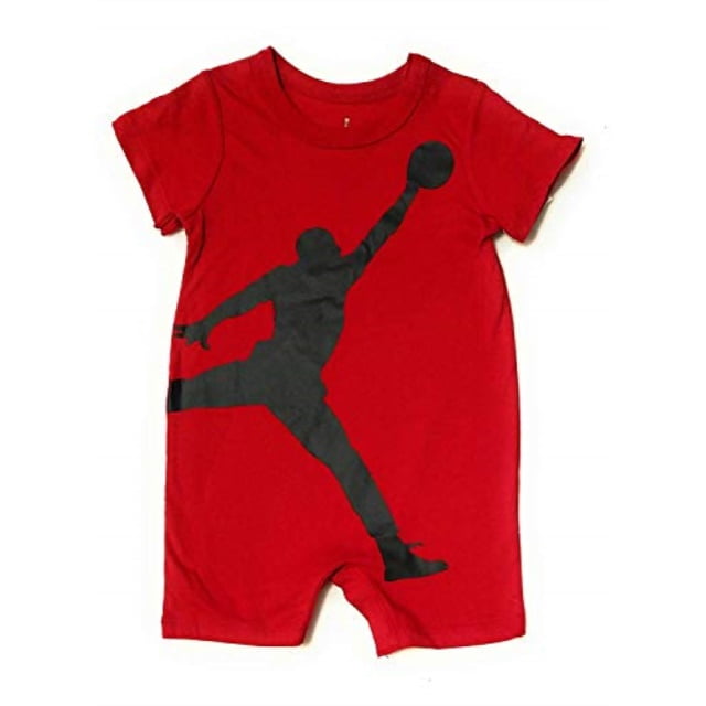 michael jordan baby boys short sleeve shortall romper (red, 3-6 months ...