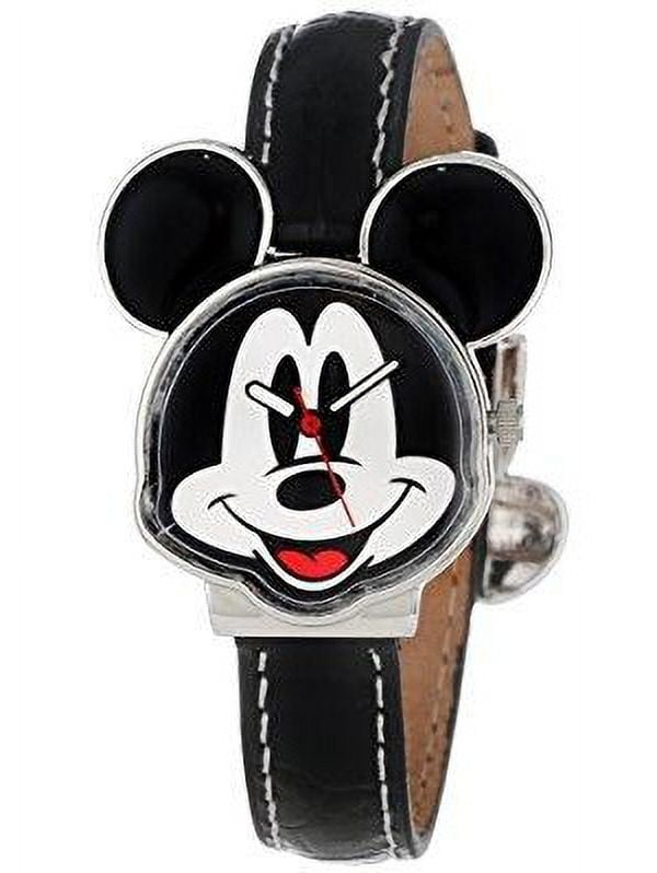 mickey mouse women's mck001b black leather strap watch - Walmart.com