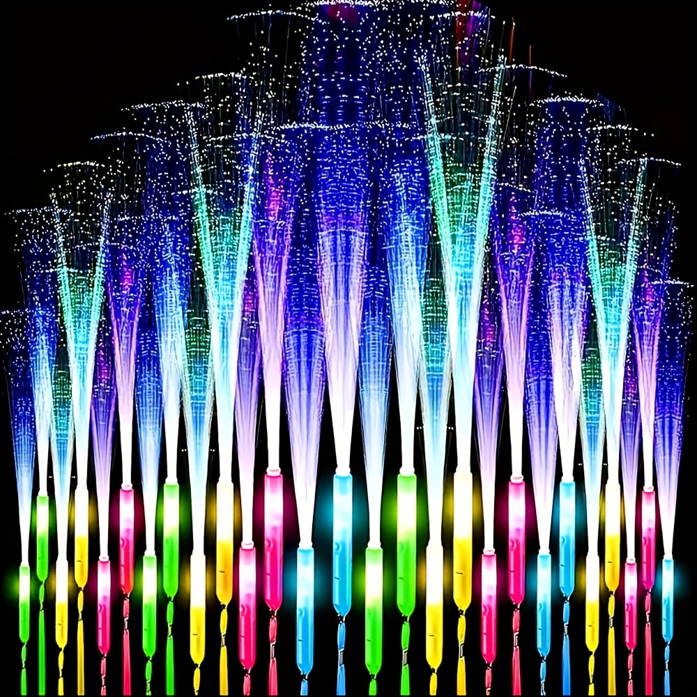 micrency 60pcs fiber optic LED glow sticks, 3 flashing modes, 10.5-inch ...