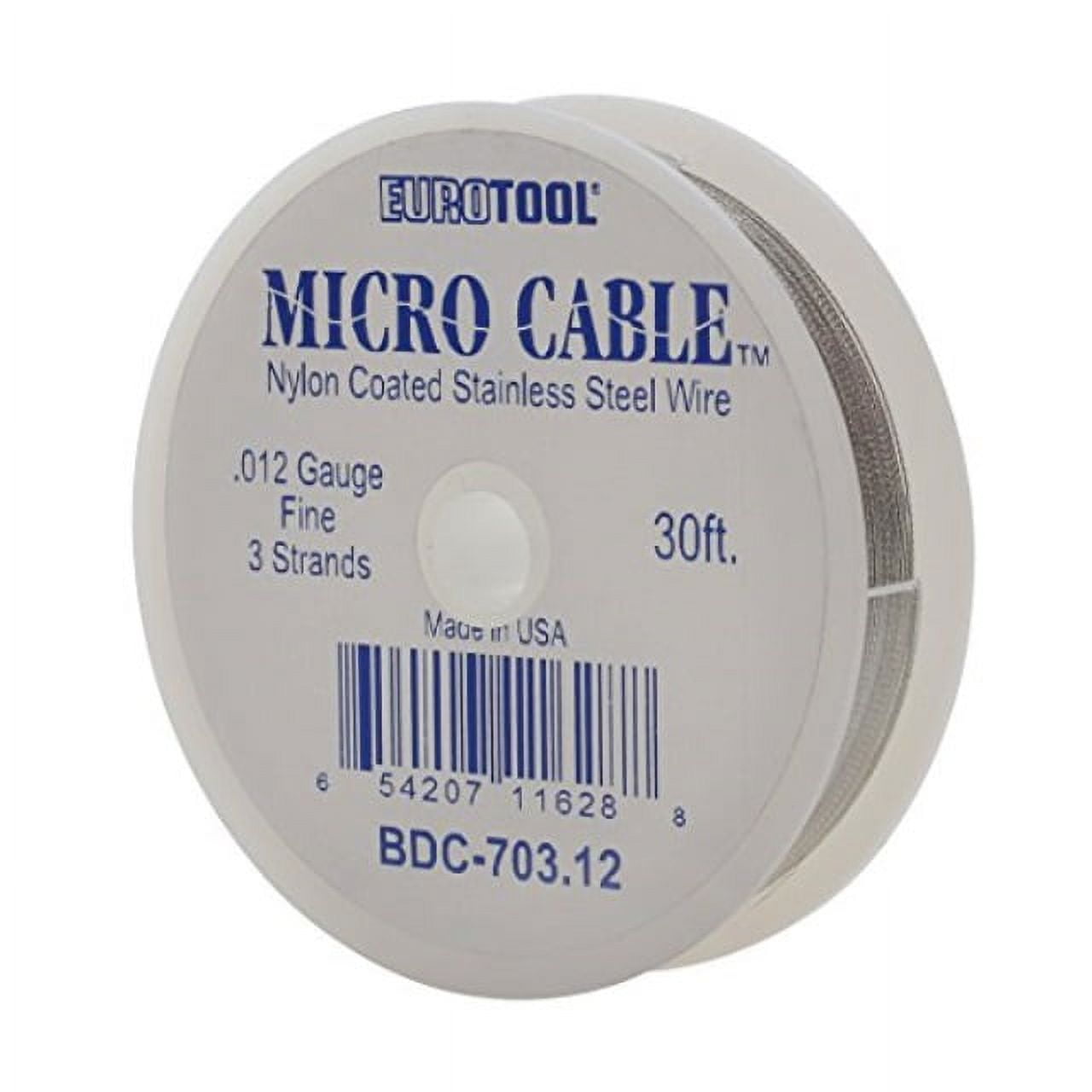 micro cable beading cord, steel.012 inch, 30 feet, 3 strands | bdc-703. ...