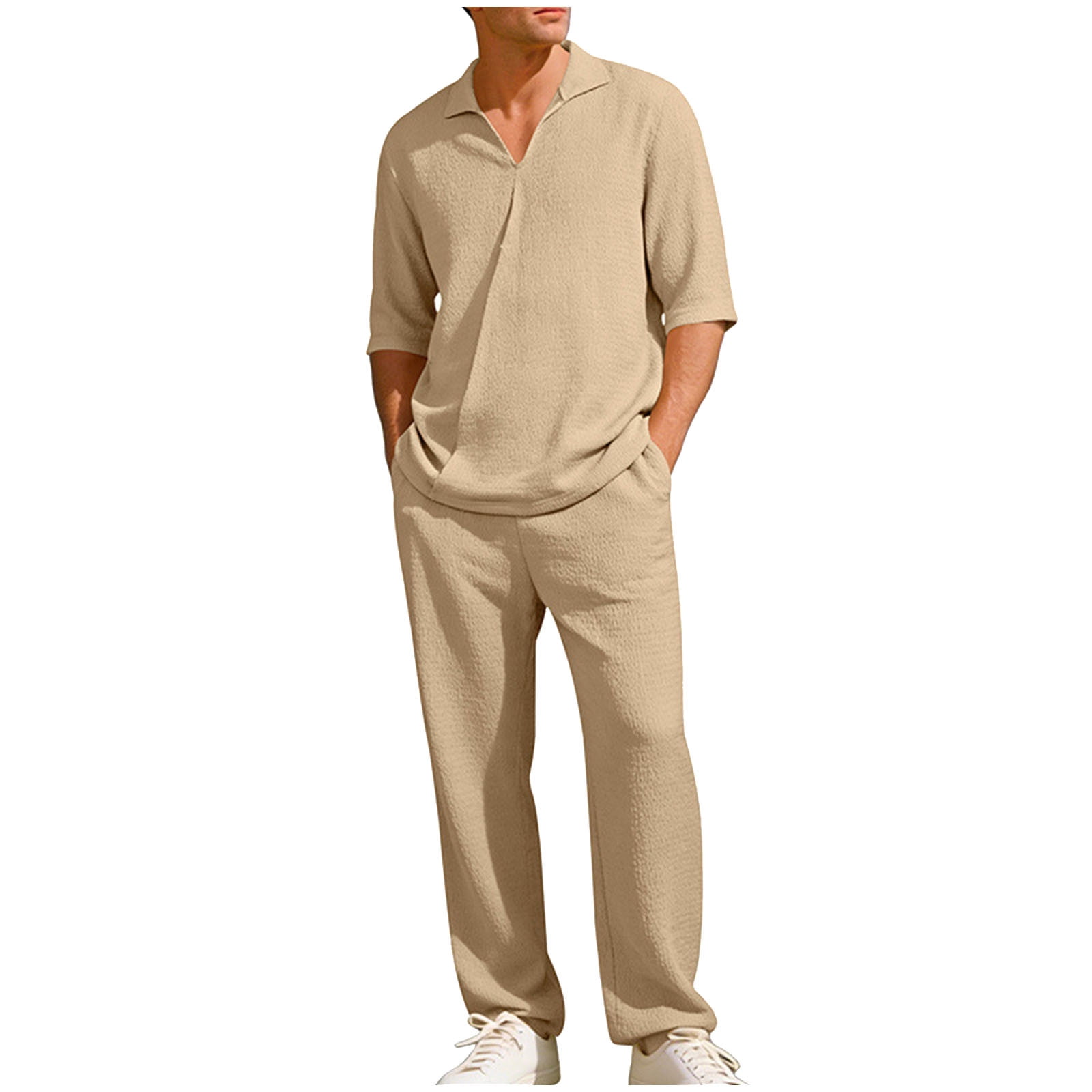 mihongmao Summer Lounge Sets for Men Gym Sets Men's Solid Color Elbow ...