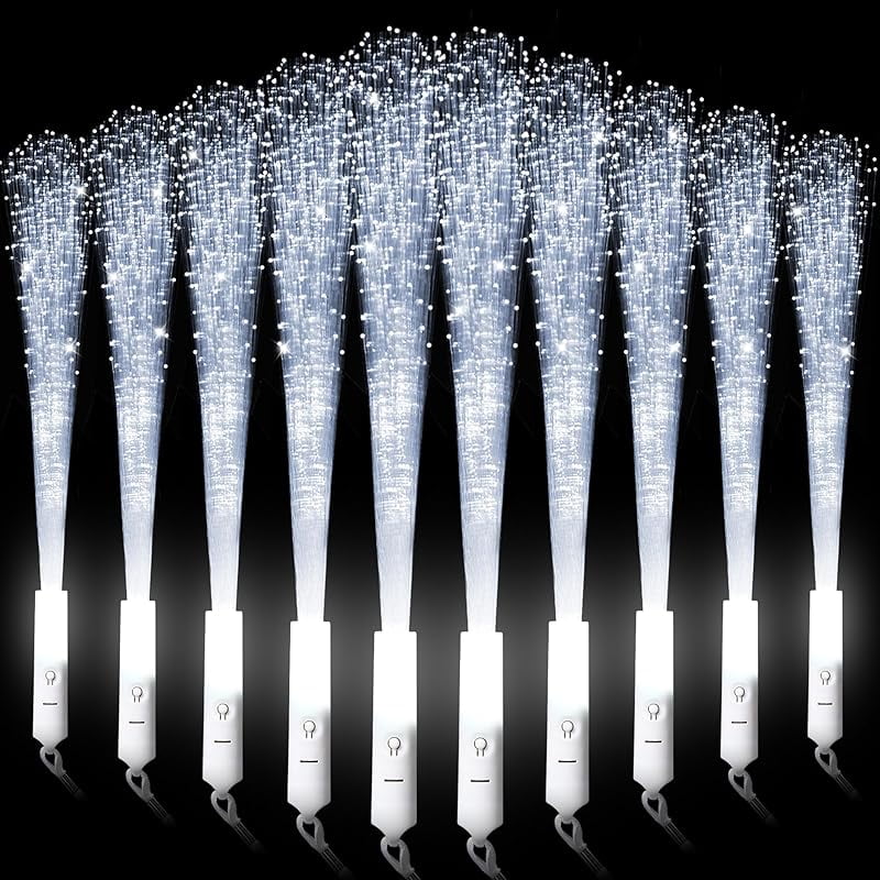 miikoul 64 Pcs Fiber Optic Wands White Glow Sticks LED Wedding Wand ...