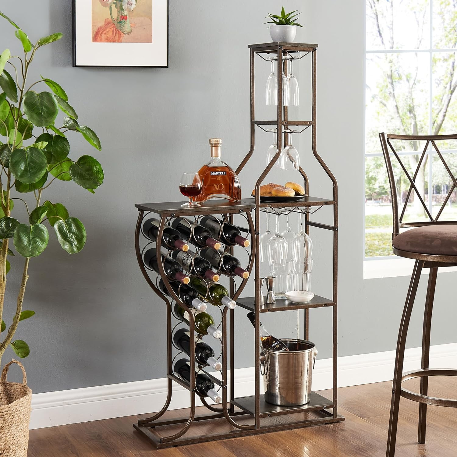 mikibama Freestanding Wine Rack Floor for 11 Bottle Wine Industrial ...