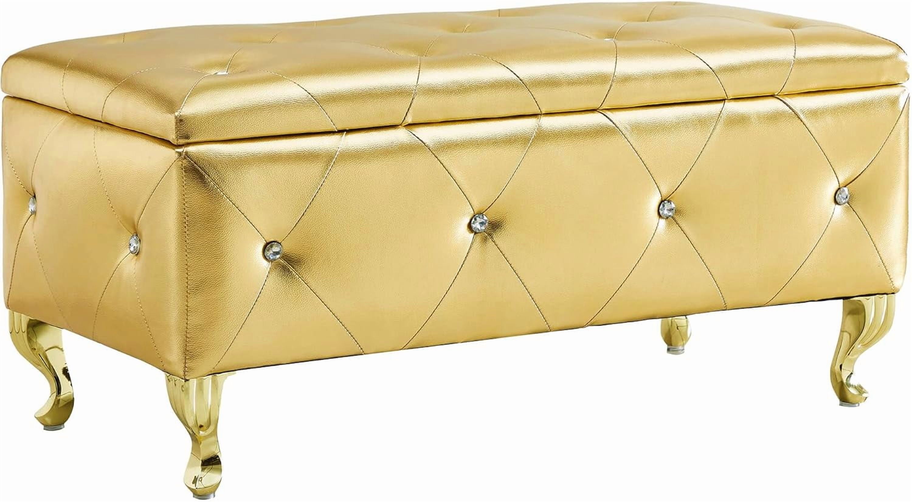mikibama PU Gold Storage Ottoman Benches for Bedroom End of Bed,Diamond ...