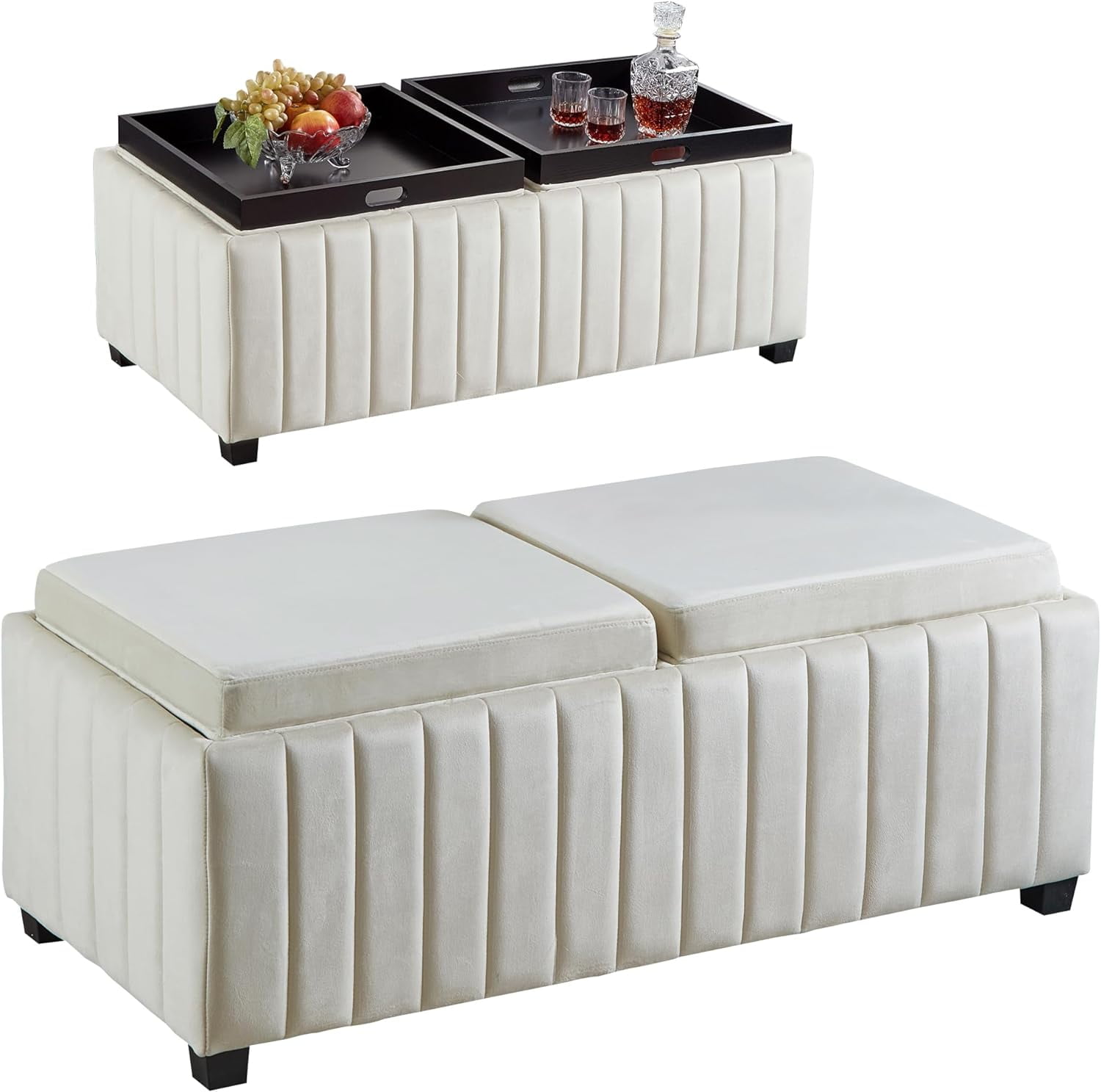 mikibama Velvet Storage Benches for Bedroom End of Bed,Channel Tufted ...