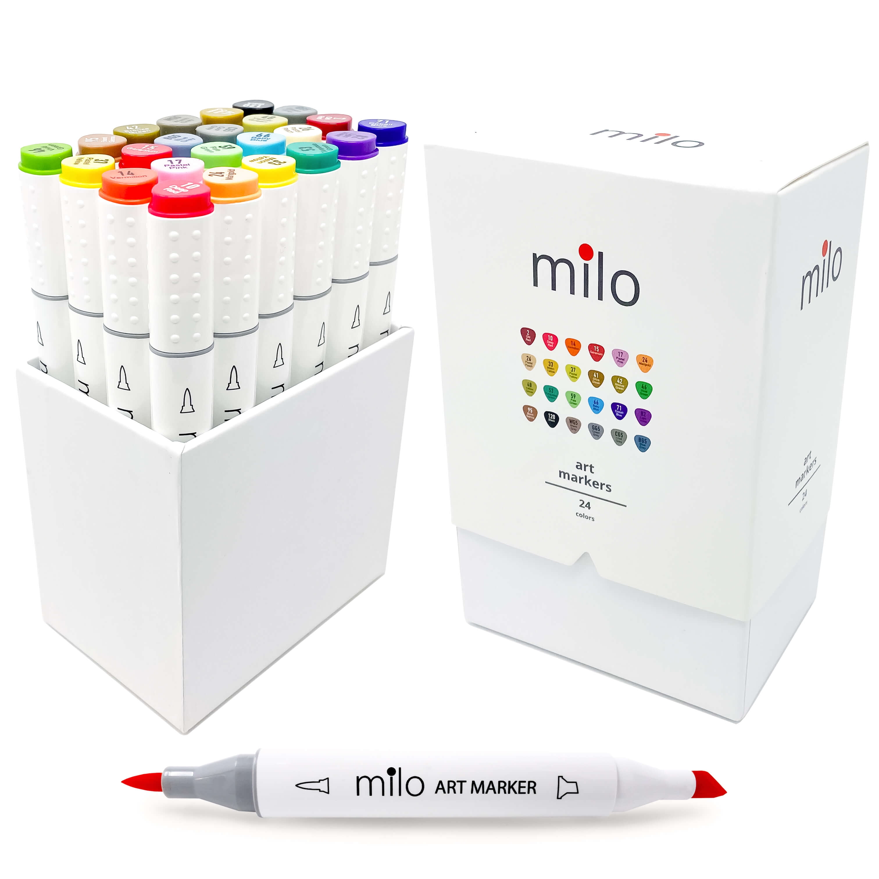 Milo Professional Dual Tip Art Markers | Bright, Bold, Colorful | Brush ...