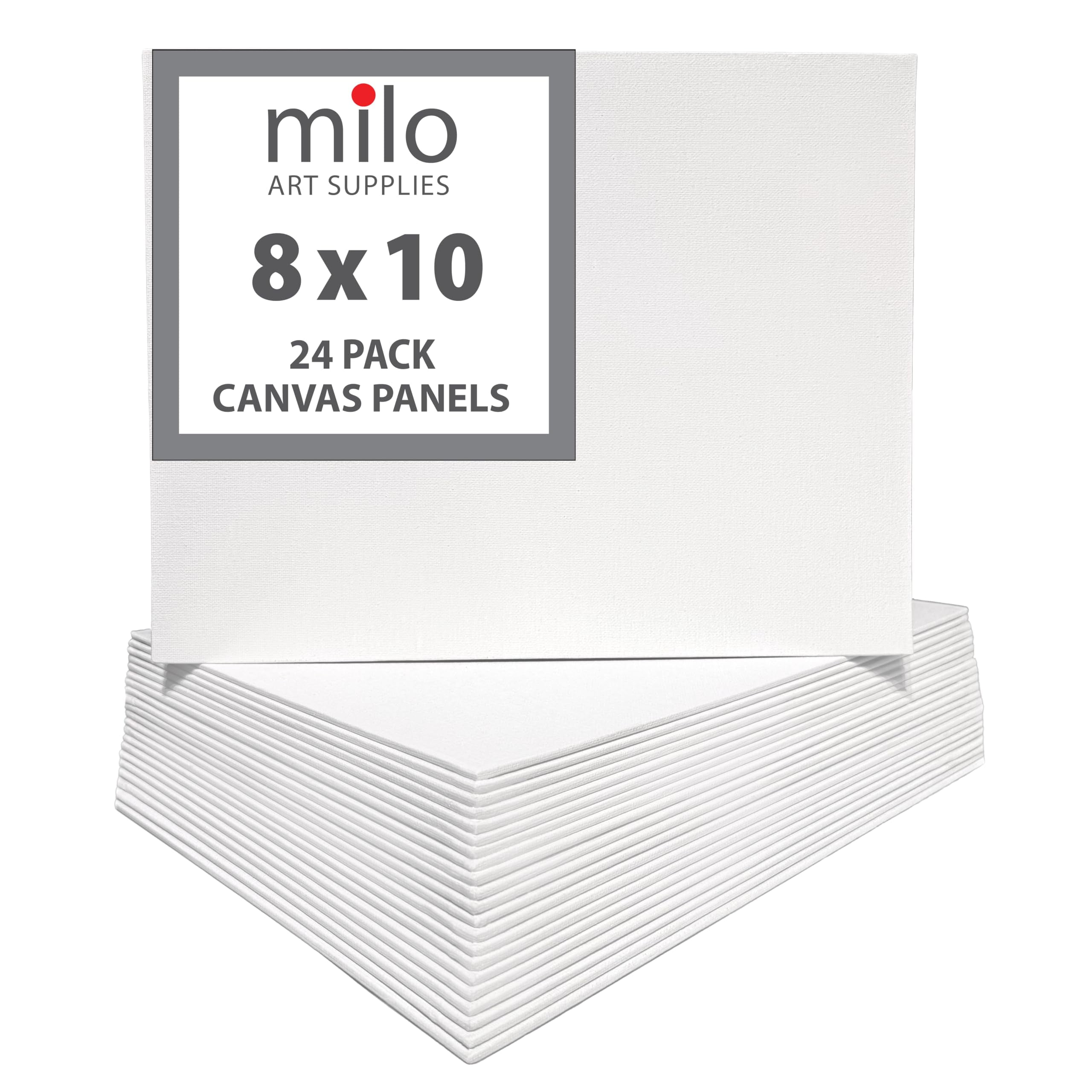milo Canvas Panel Boards for Painting | 8x10 inches | 24 Pack of Flat ...