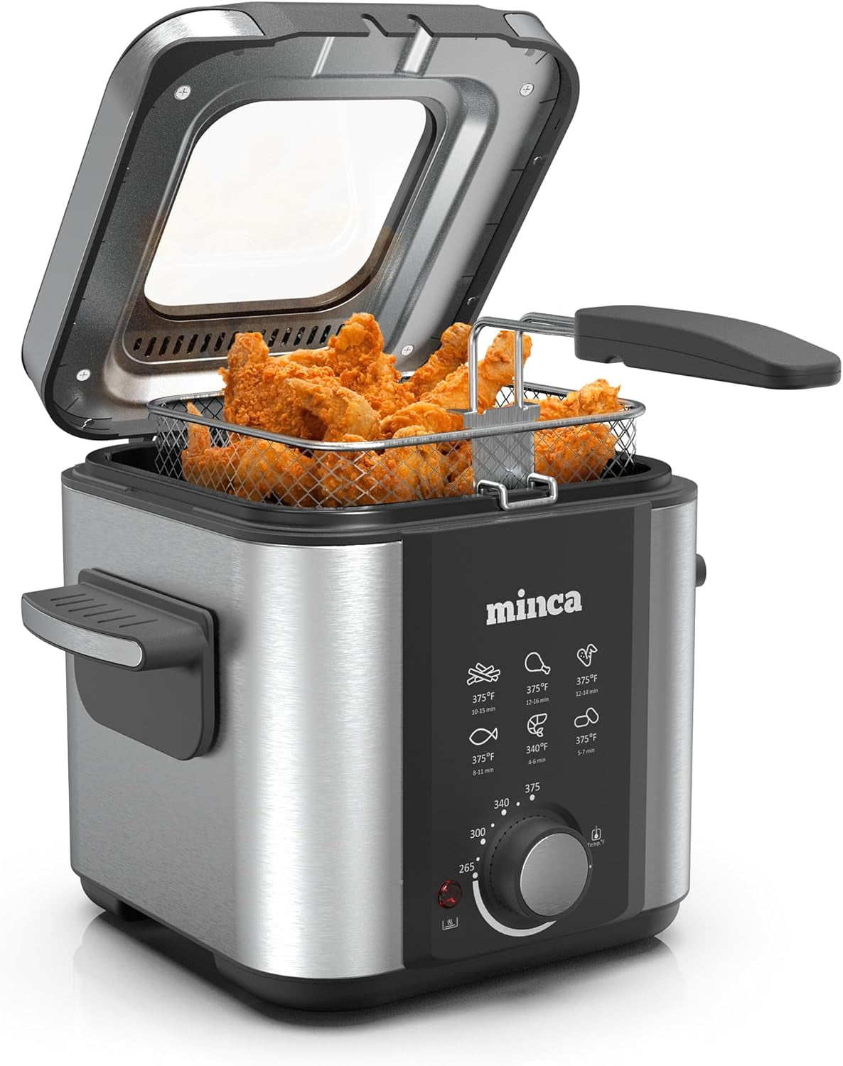 minca 1.6 Quart Deep Fryer, Removable Lid with Odor Filter and Viewing ...
