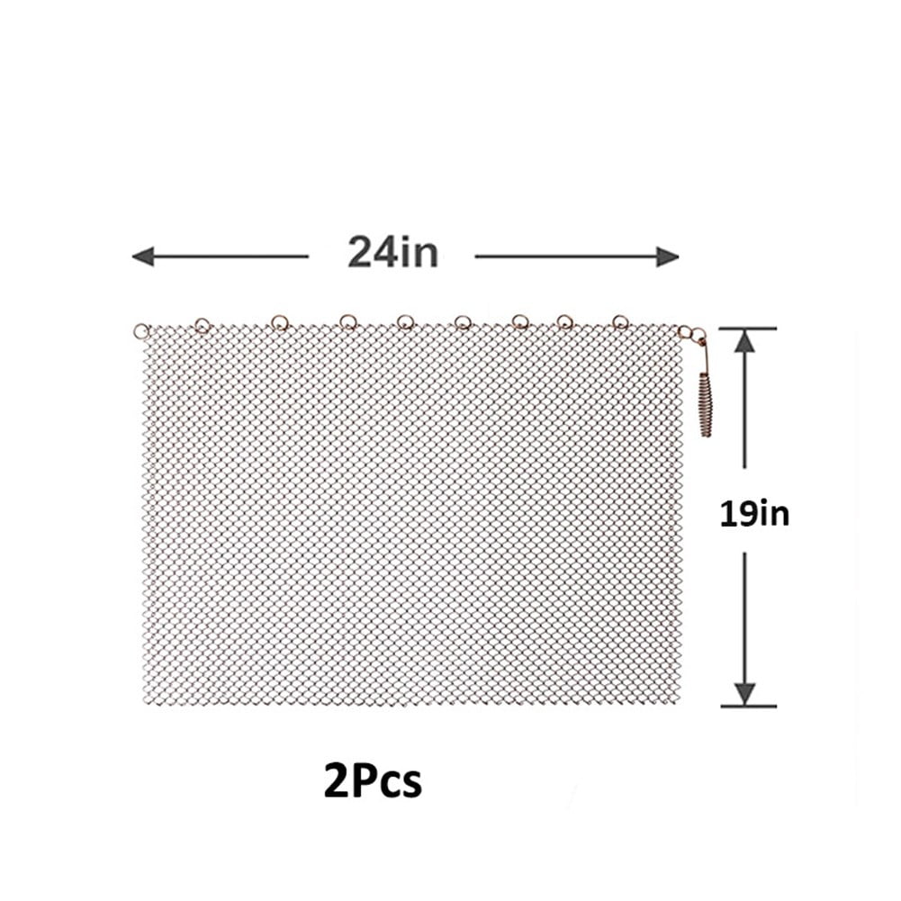 mingkeerda 2set Fireplace Mesh Screen Curtain Metal Spark Guard Chain ...
