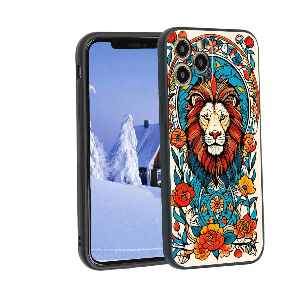 minimal-Asiatic-Lion-floral-frame-9 phone case for iPhone 12 Pro Max ...