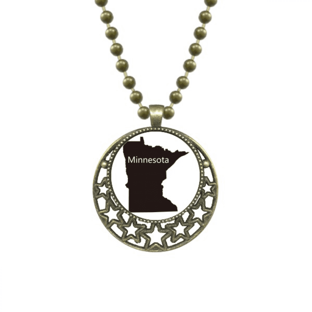 minnesota ameusa map outline pendant star necklmoon chain jewelry ...