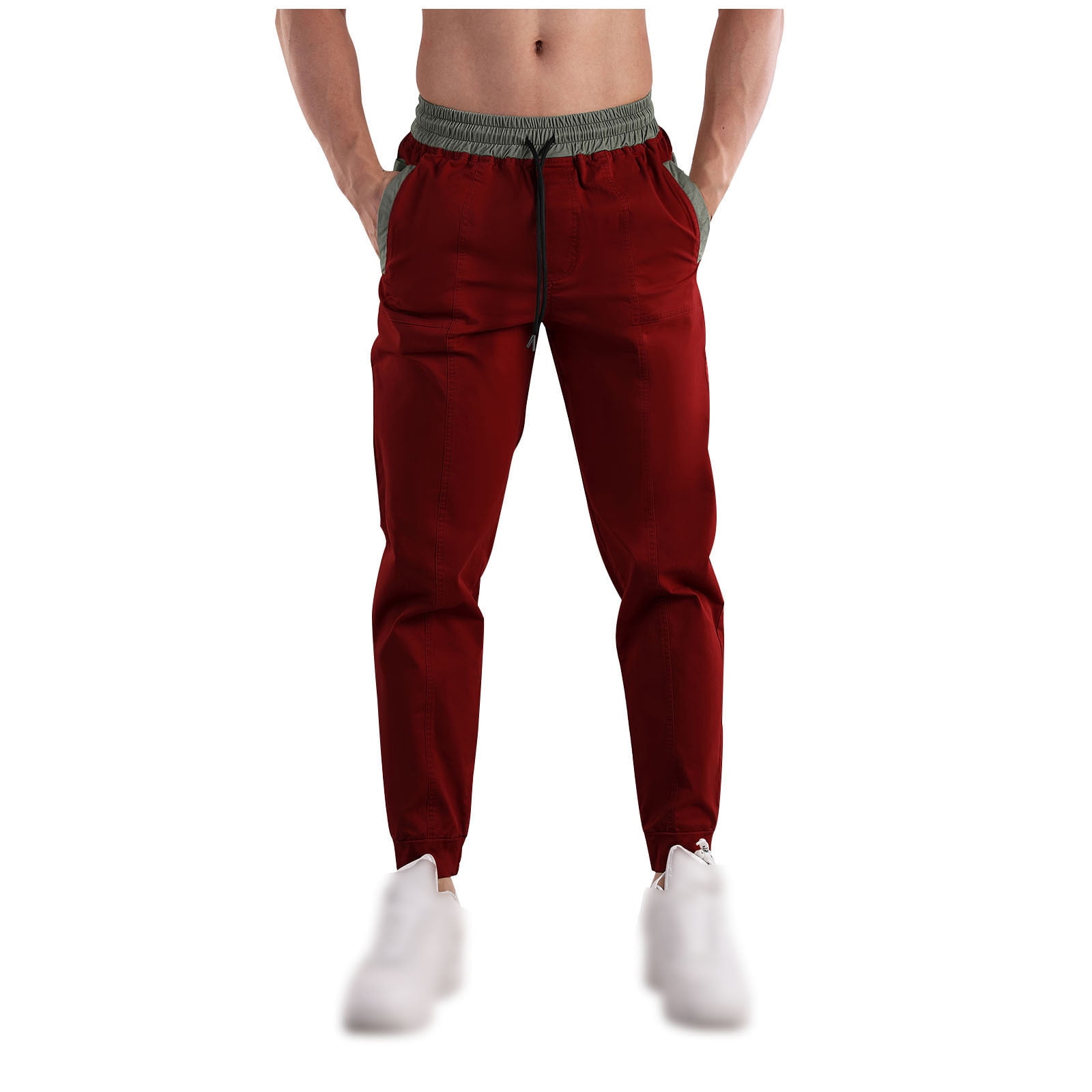miqiqism Deals！Men Drawstring Sweatpants Elastic Loose Long Cinch Pants ...