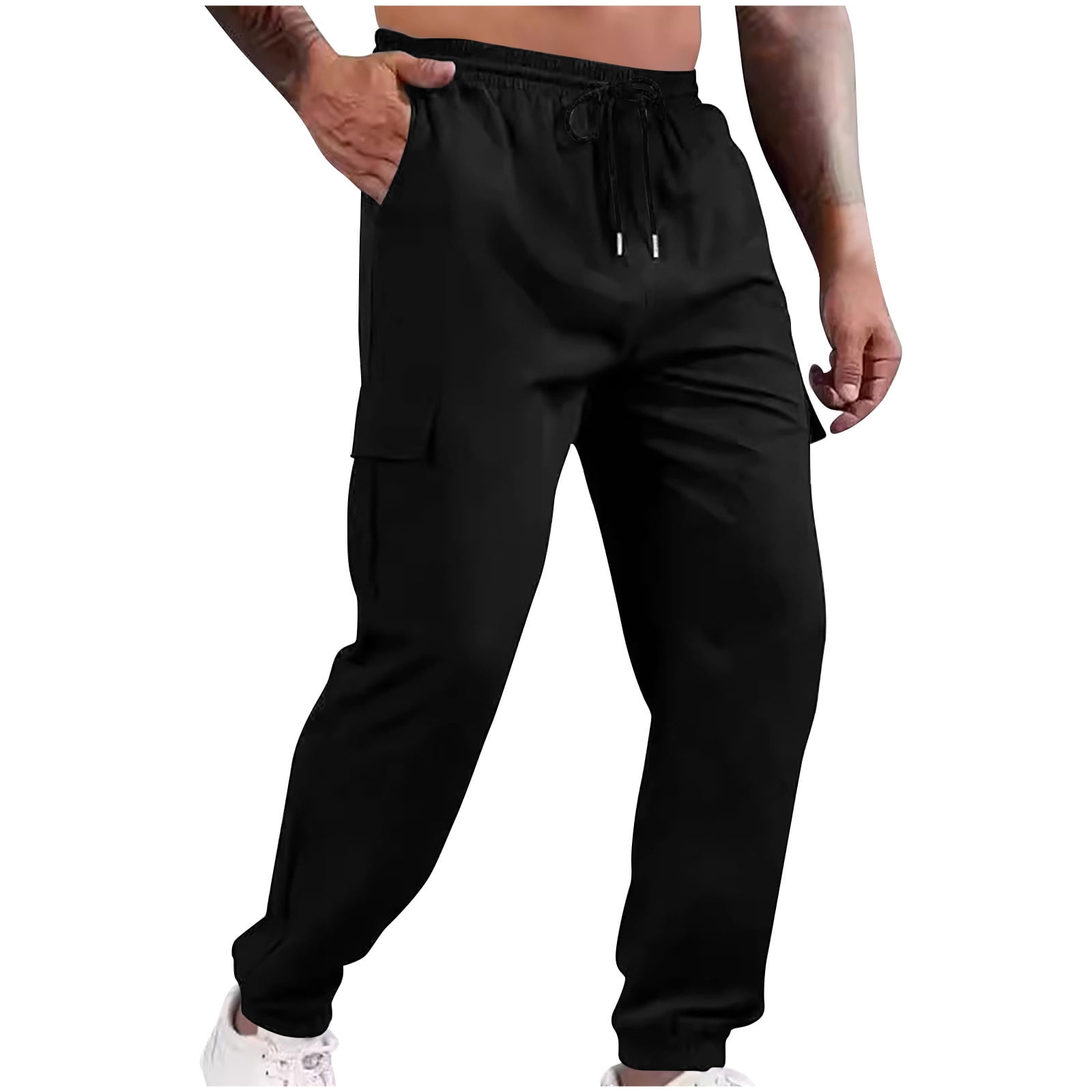 miqiqism Men's Sweatpants with Pockets, Relaxed Fit Solid Color Pants ...
