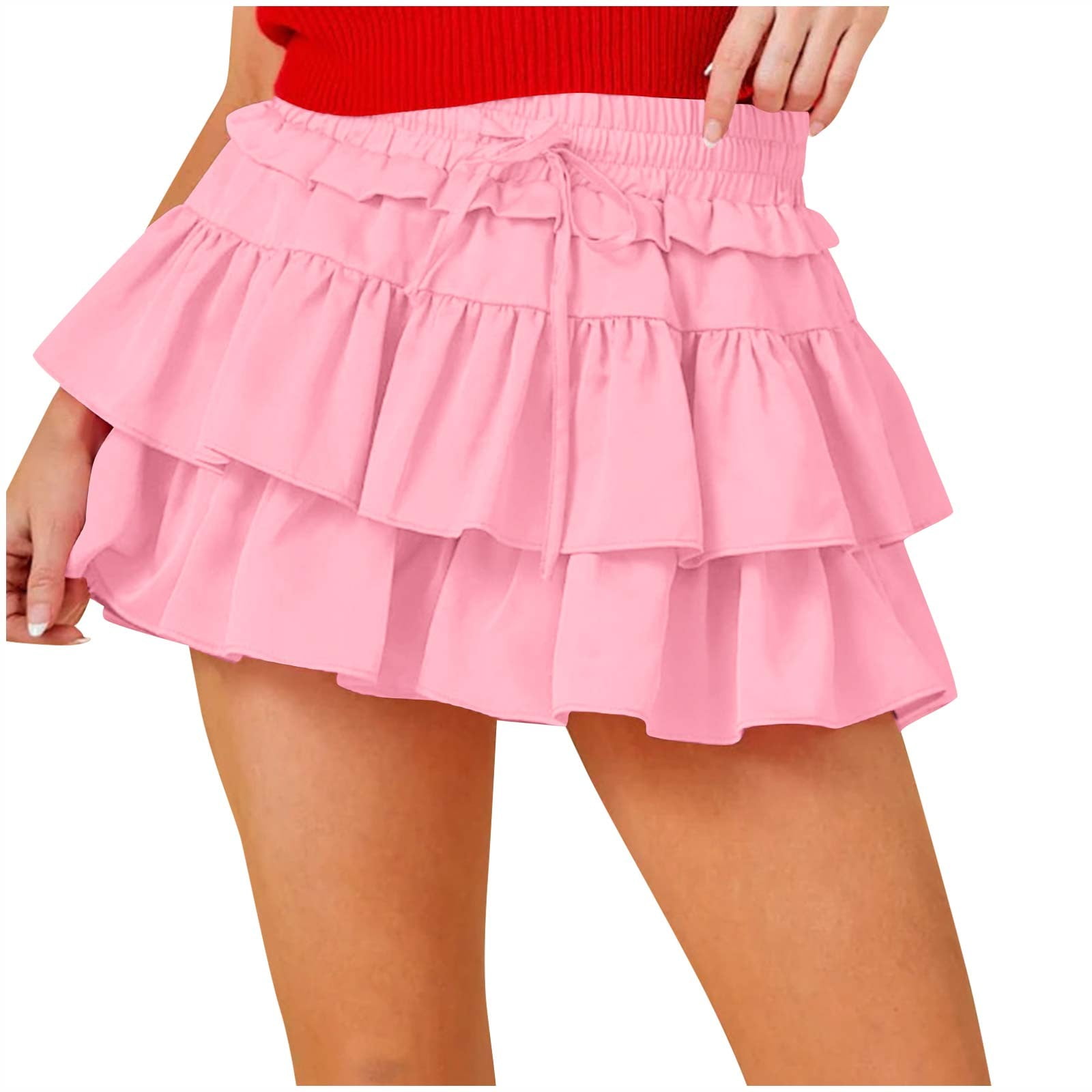 miqiqism Women Lace Skirts High Waisted Dress Tutu Summer Solid Hip ...
