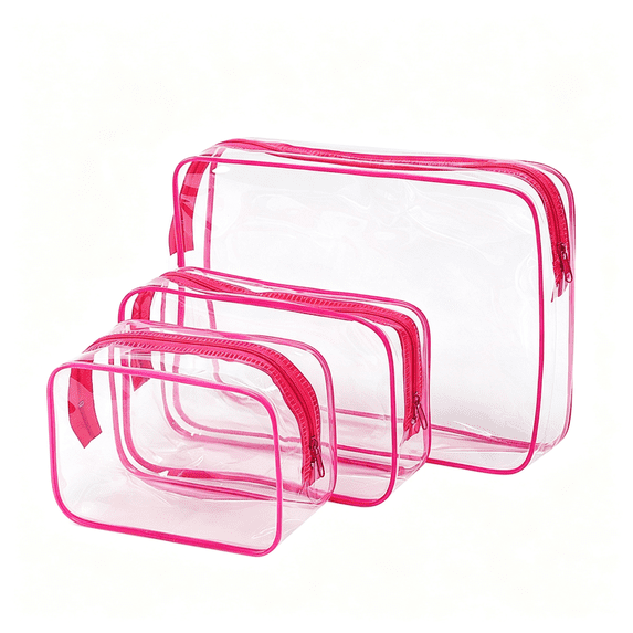 mirlewaiy 3 Pack Clear PVC Toiletry Bags, Waterproof Transparent Travel ...