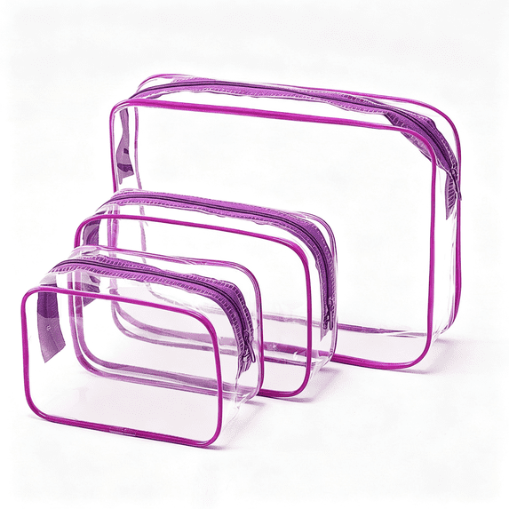 mirlewaiy 3 Pack Clear PVC Toiletry Bags, Waterproof Transparent Travel ...
