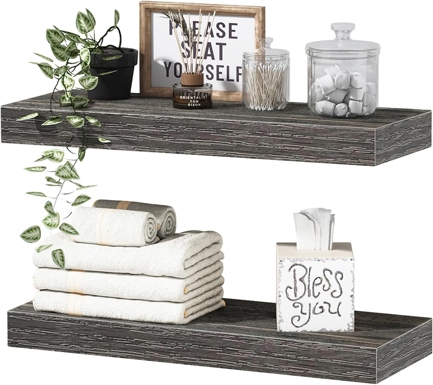 mirlewaiy Bathroom Floating Shelves for Wall Mounted Shelf Over Toilet Farmhouse Home Decor ...