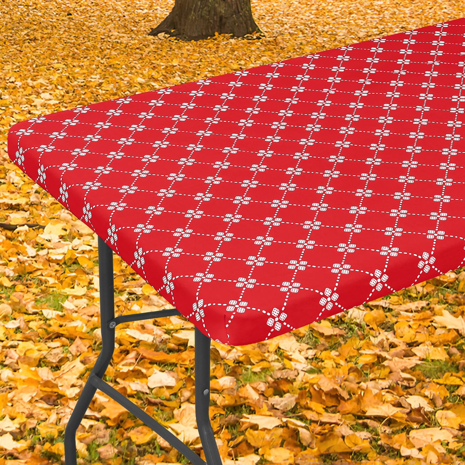 misaya Rectangle Vinyl Table Cloth, Elastic Fitted Flannel Backed ...