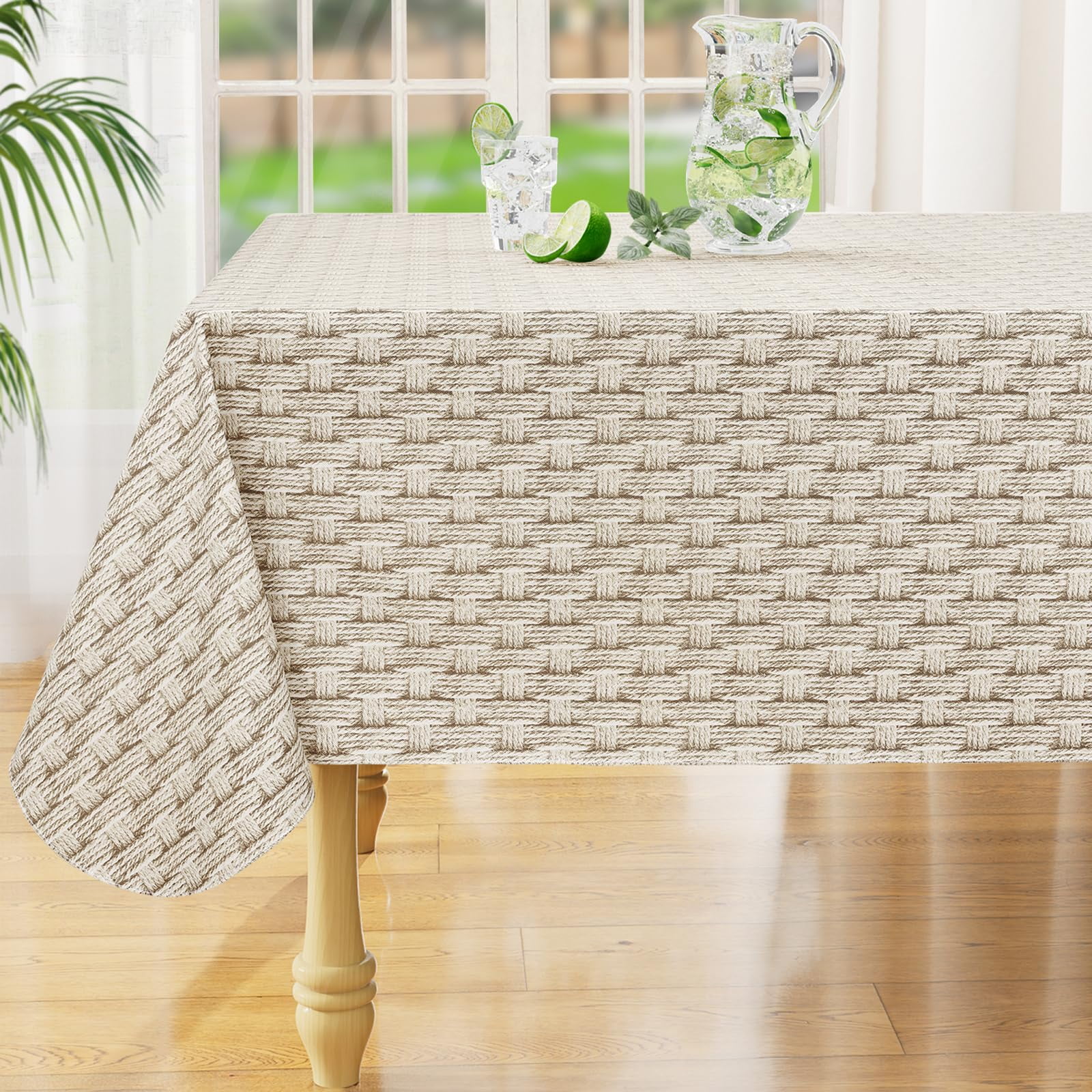 misaya Rectangle Waterproof Vinyl Table Cloth, Wipeable Tablecloth with ...
