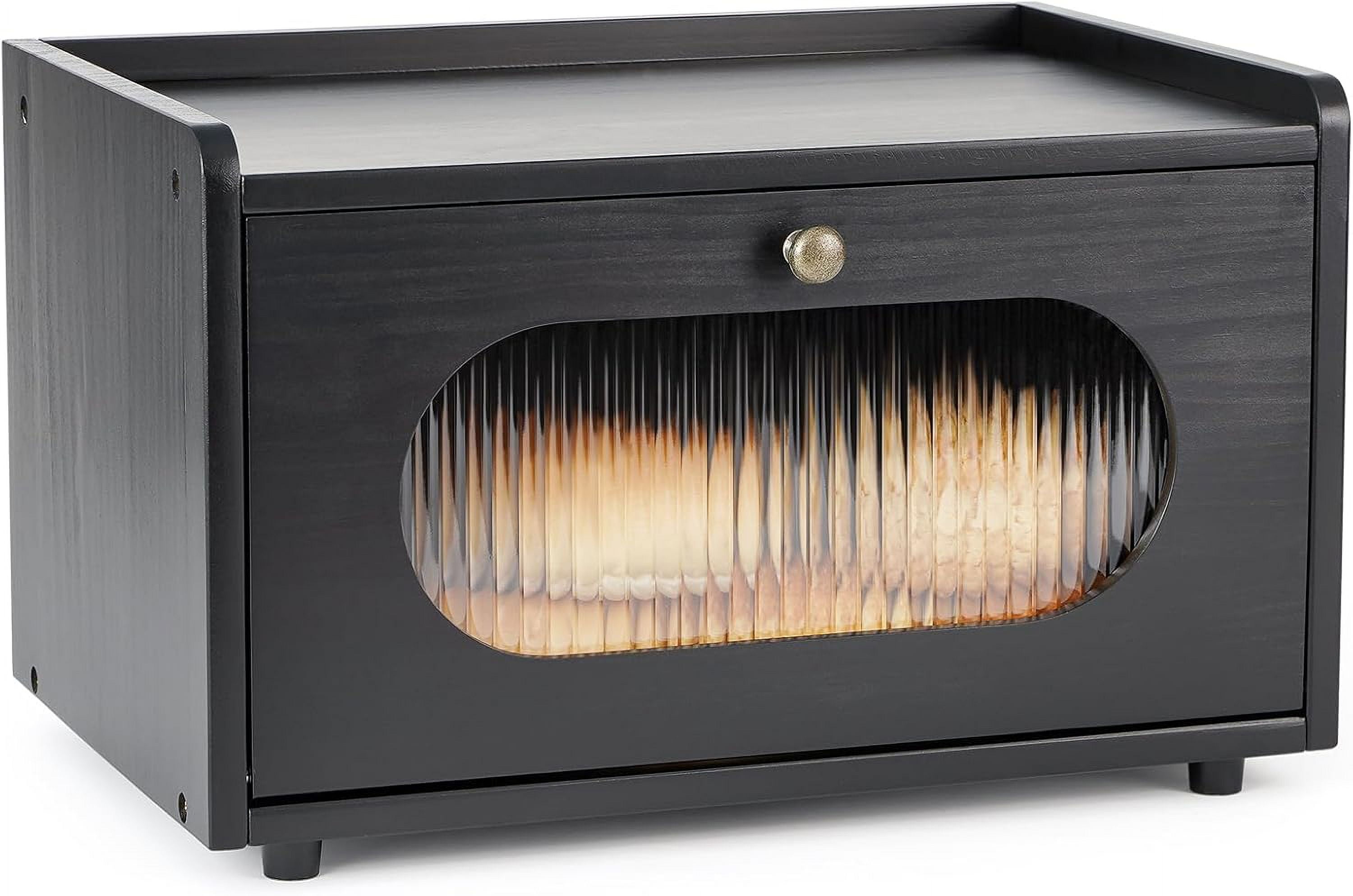 mjbvcfga Bread Box for Kitchen Countertop Storage Wooden Breadbox ...