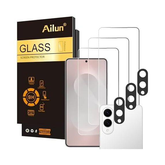 mlp001 Glass Screen Protector for Galaxy S25 Edge [6.7 Inch] 3 Pack + 3 ...