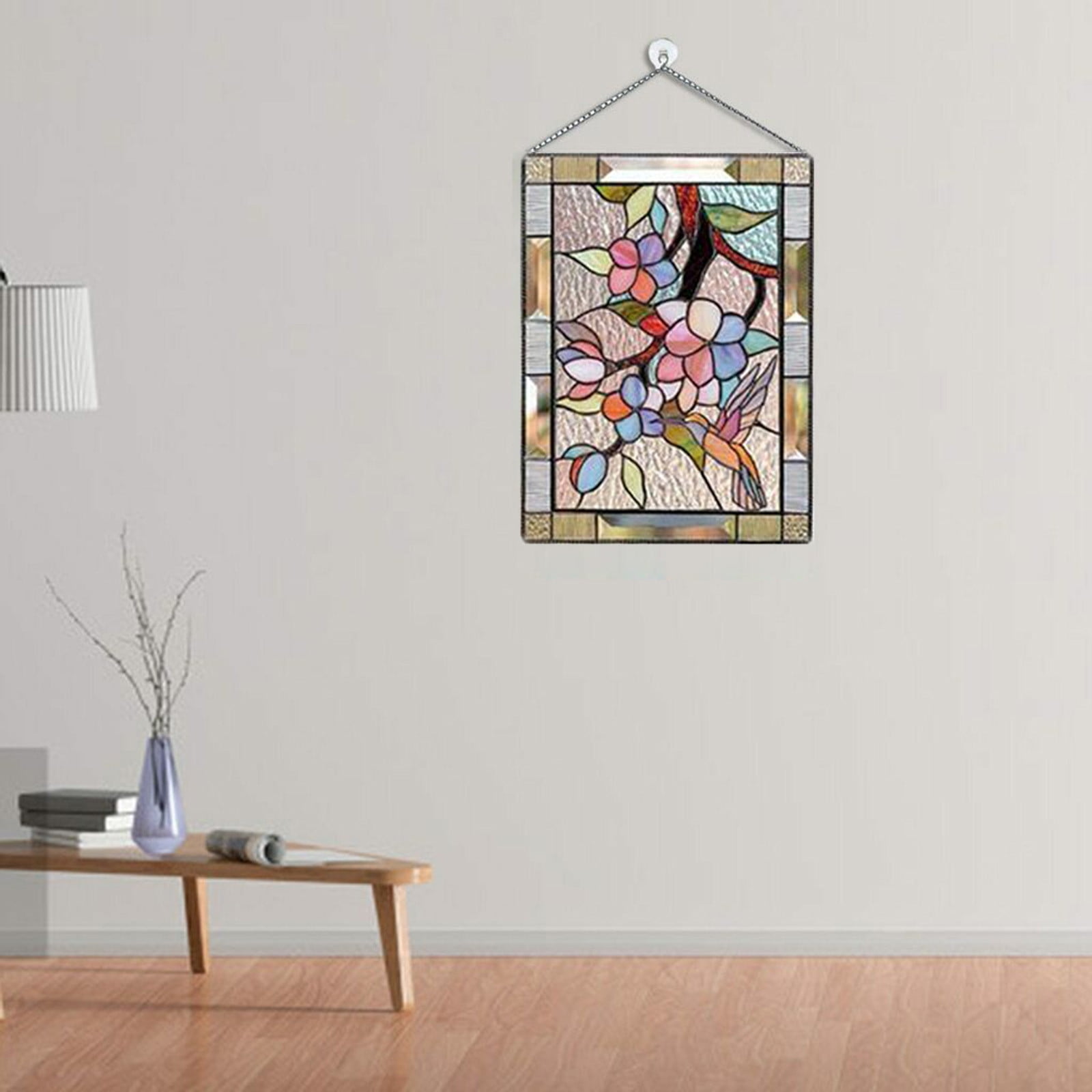 mnjin new pattern stained glass rectangle window hangings panel ...
