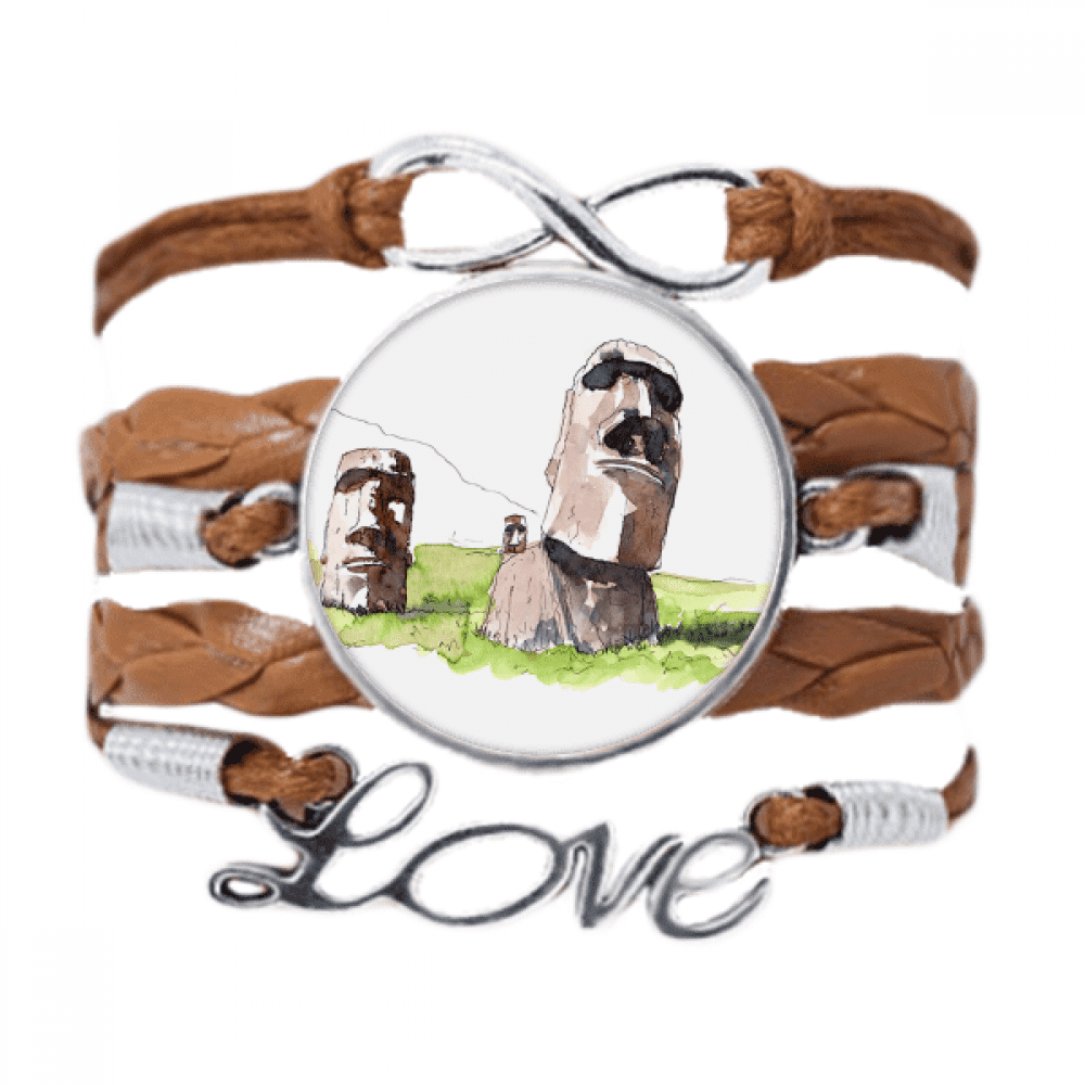 moai statues in easter island bracelet love chain ornament wristband ...