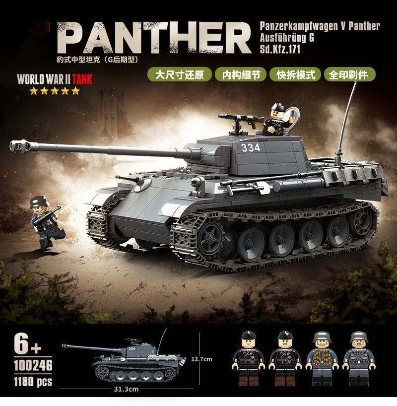 moc Building Blocks World War Ii SovieT KV-2 German Army Tiger T34 Sherman Tank moc Black ...