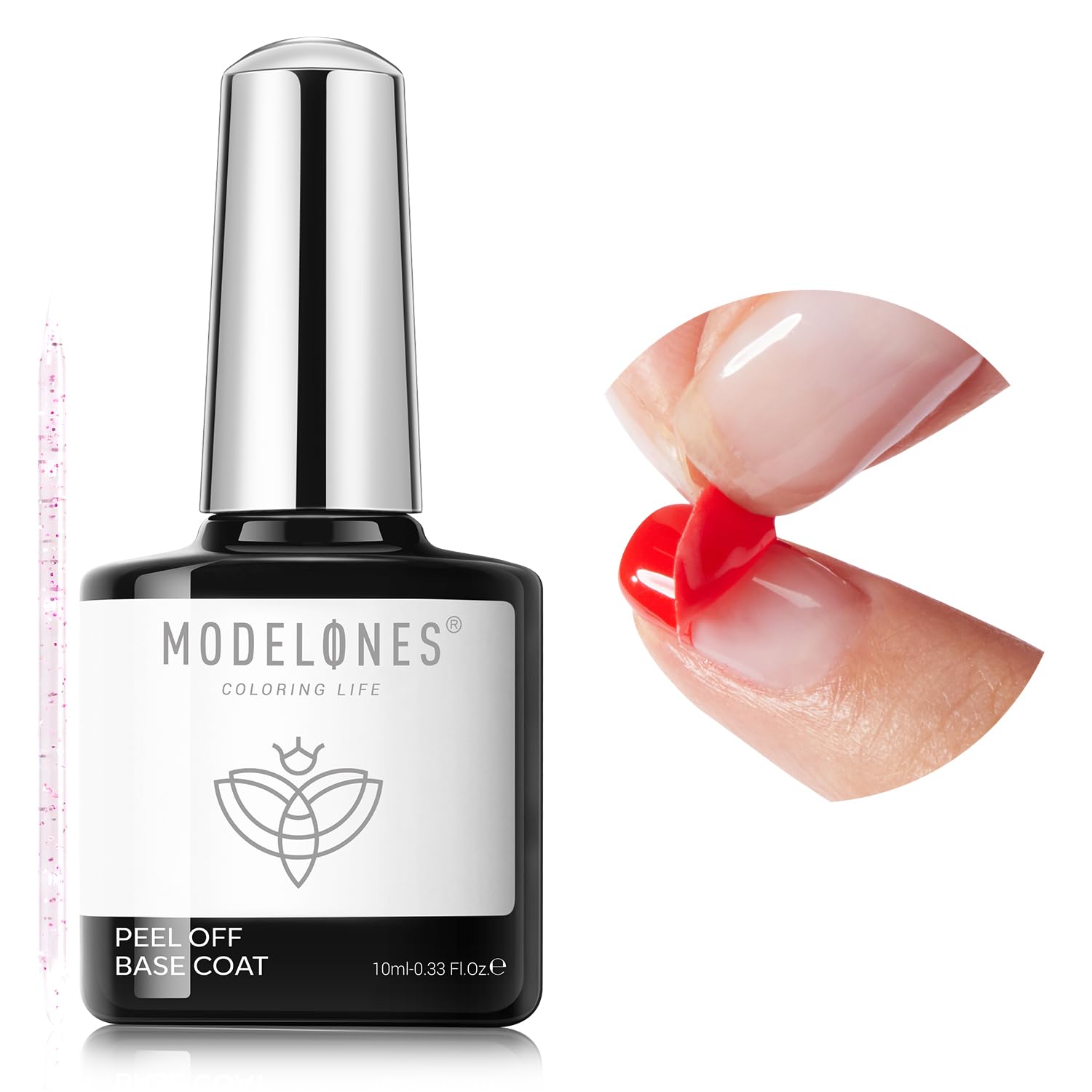modelones Non-U V Peel off Gel Base Coat, Quick Dry Peelable Base Coat for Gel Nail Polish Easy ...