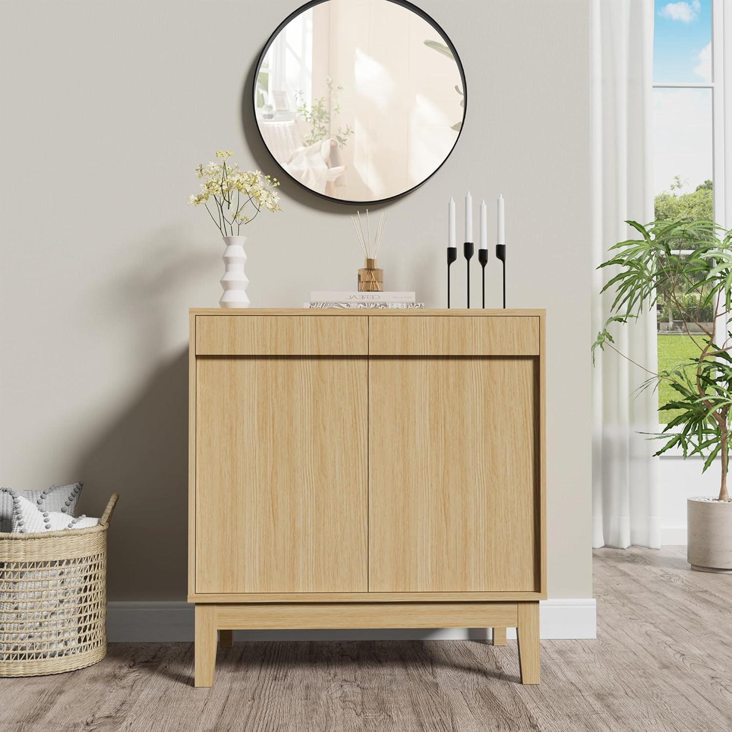 **modern buffet cabinet with storage,wood color buffet with adjustable ...