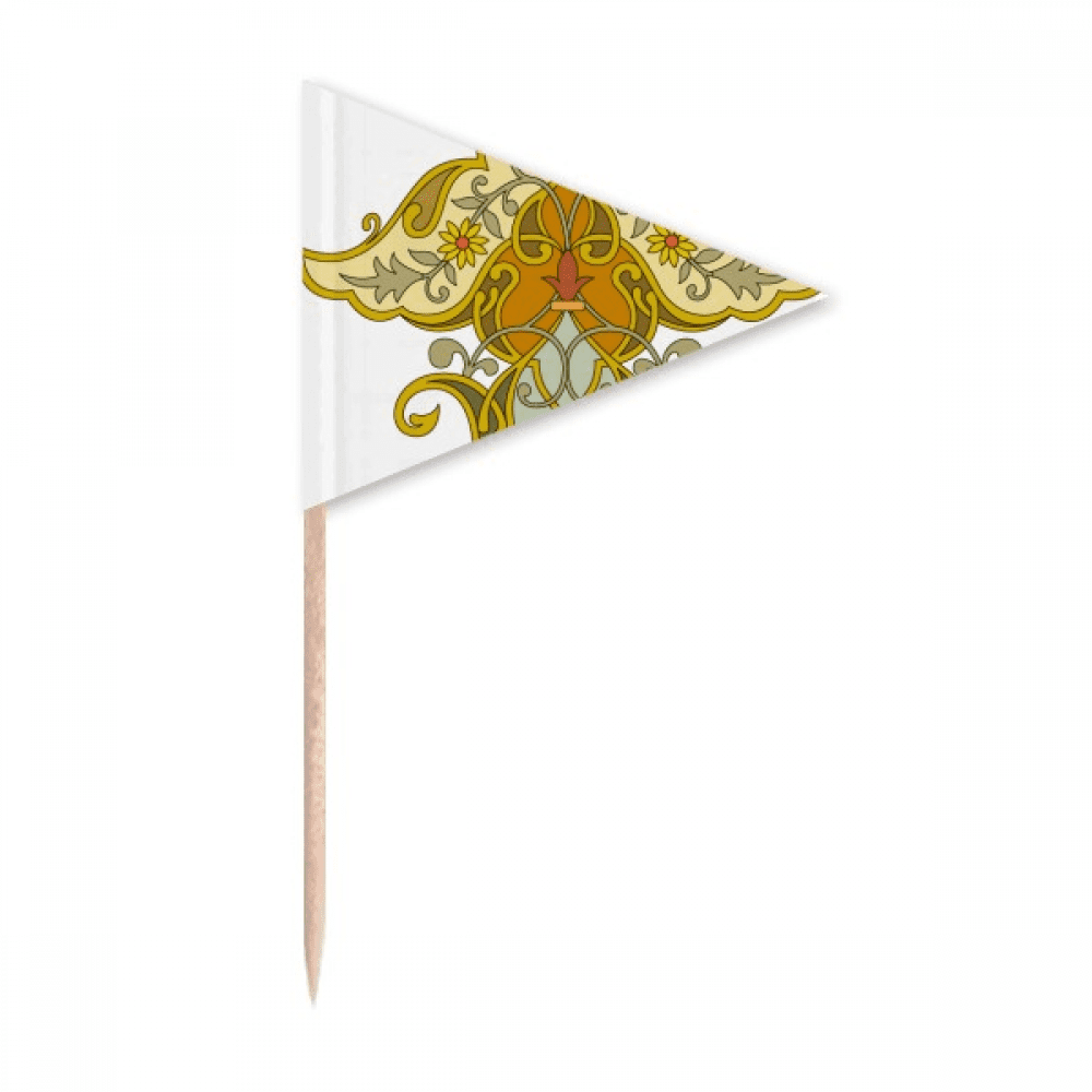 modern flower baroque pattern Toothpick Triangle Cupcake Toppers Flag ...