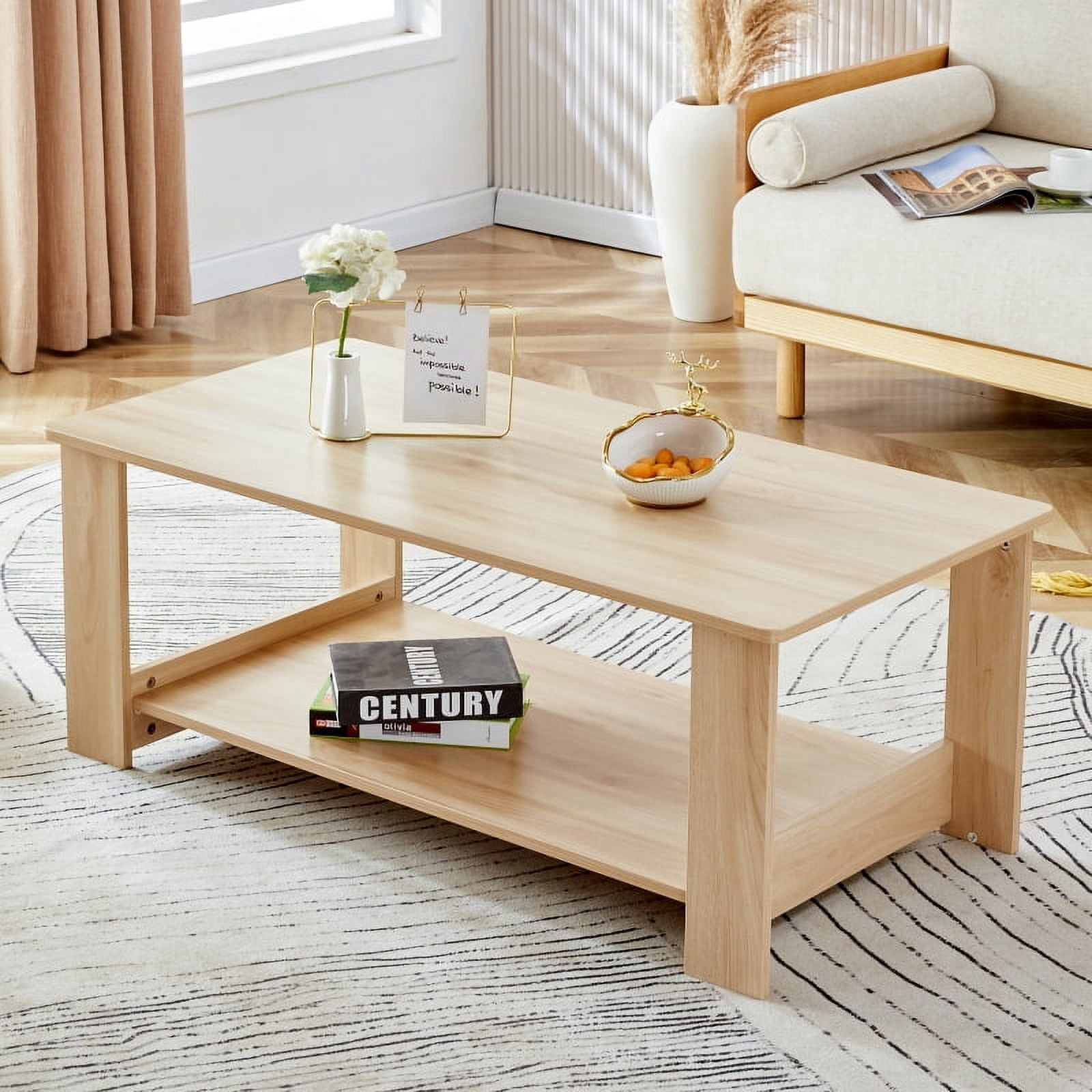 A modern and practical white coffee table and coffee table. The double ...