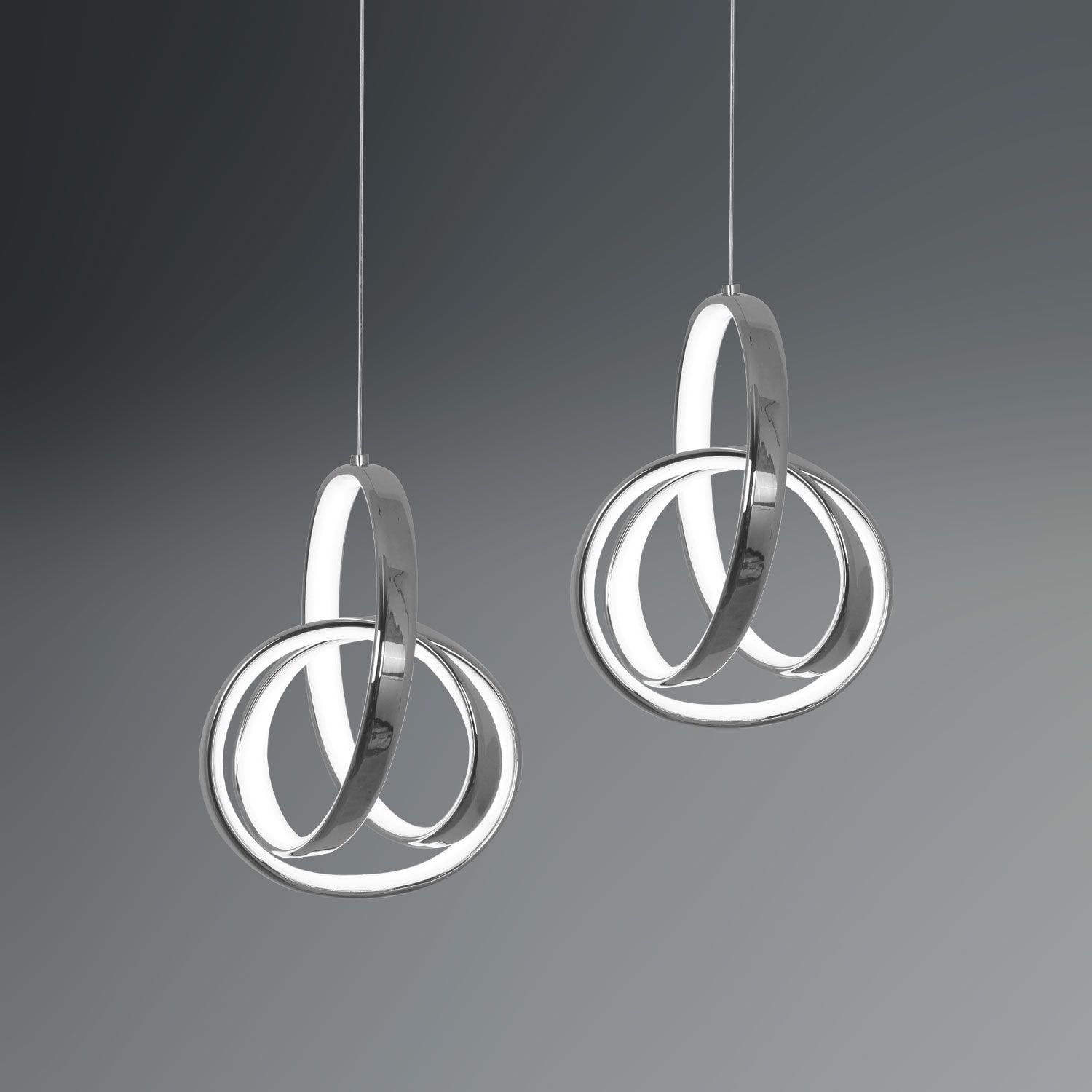 modo lighting 2pcs Pack Chrome Modern LED Pendant Light (Set of 2) - 7* ...