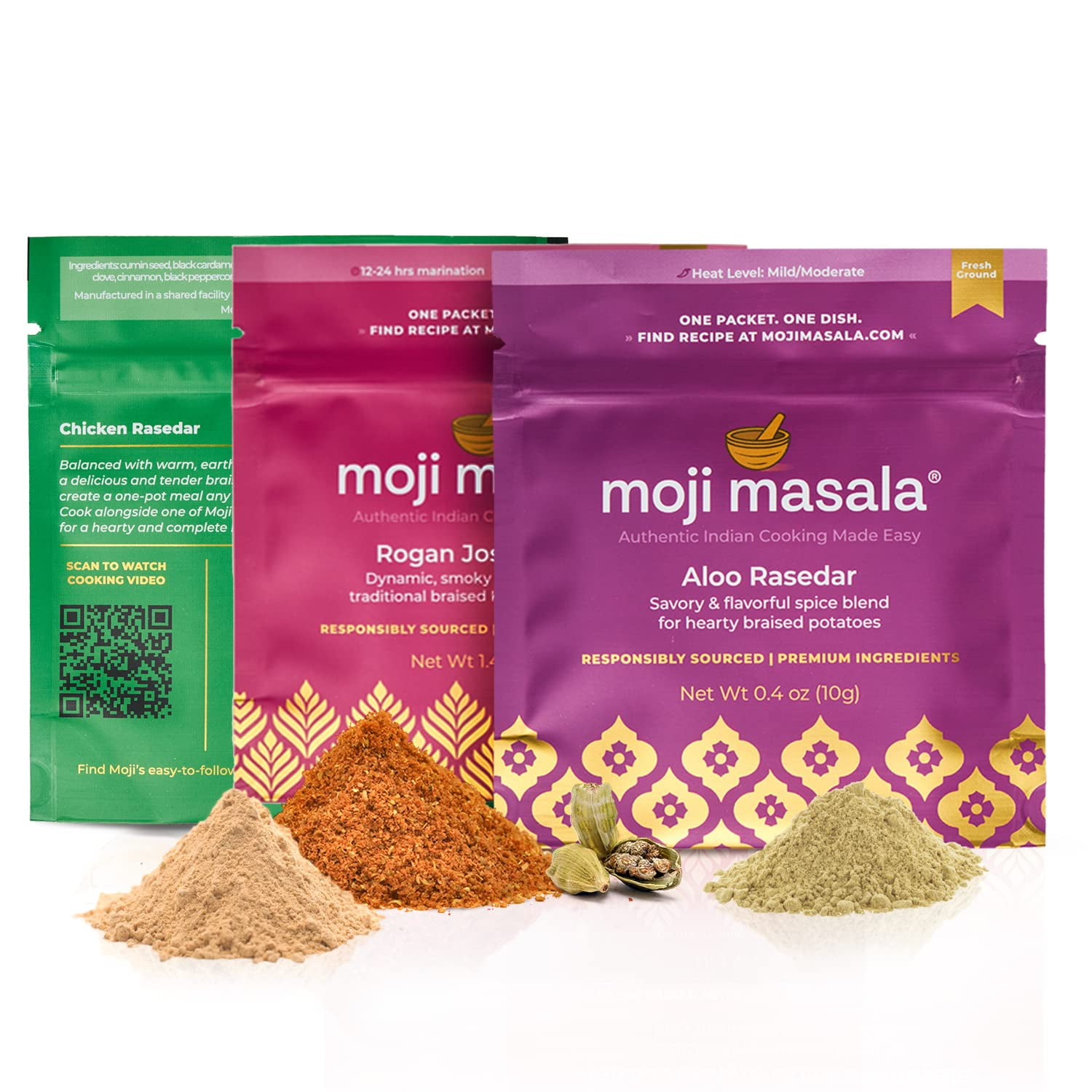 moji masala Indian Spice Kits HYZ01 - Rogan Josh, Rasedar, Potato Curry ...
