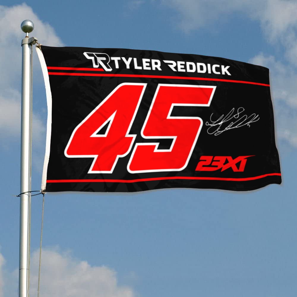 mokarier Tyler Reddick #45 Autographed Checked Racing Flag Banner ...