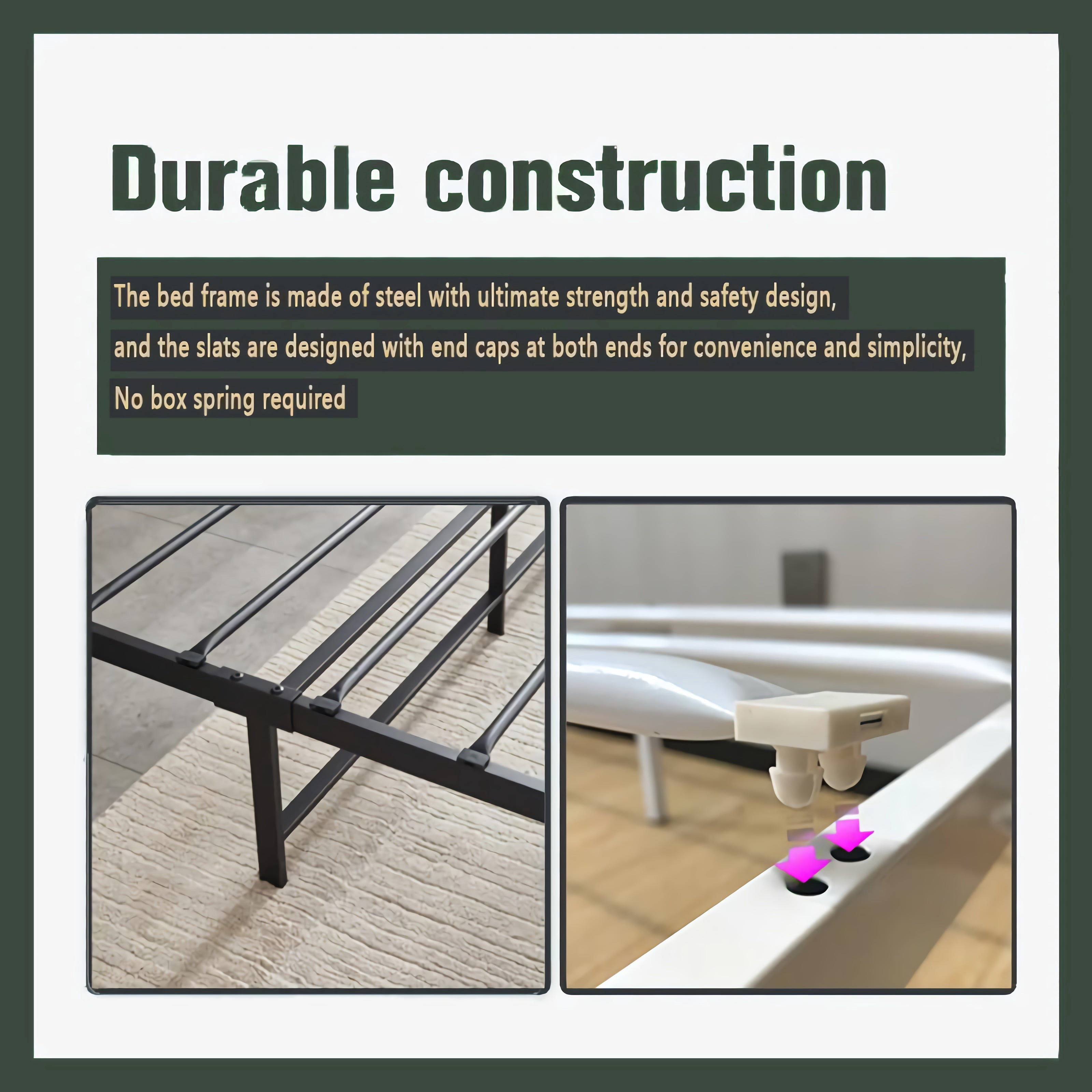 molamola Classic Metal Pipe Bed Classic Retro Iron Frame Bed - Black ...