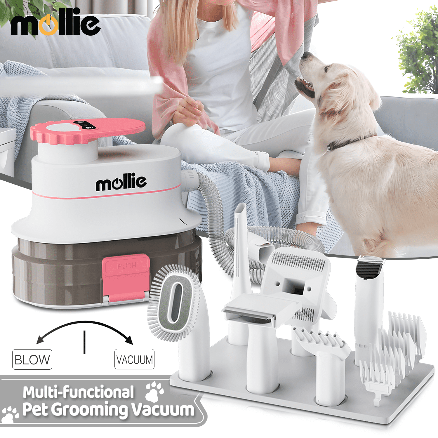 Mollie 3 in 1 Pet Grooming Machine, Vacuum Suction & Blow Dryer ...