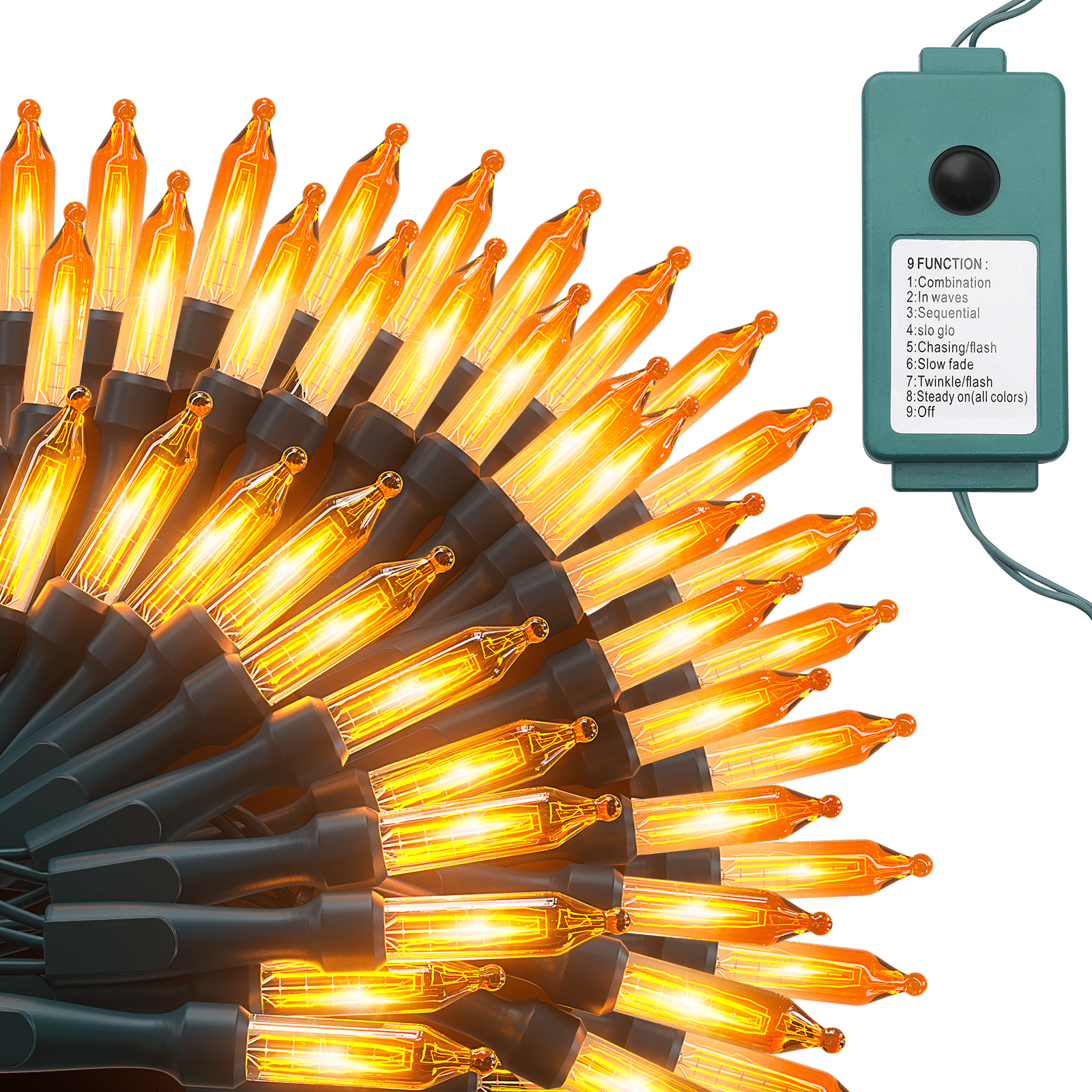 mollie 75Ft Orange Christmas String Lights, Reusable 8 Modes HolidayLights Indoor Outdoor ...