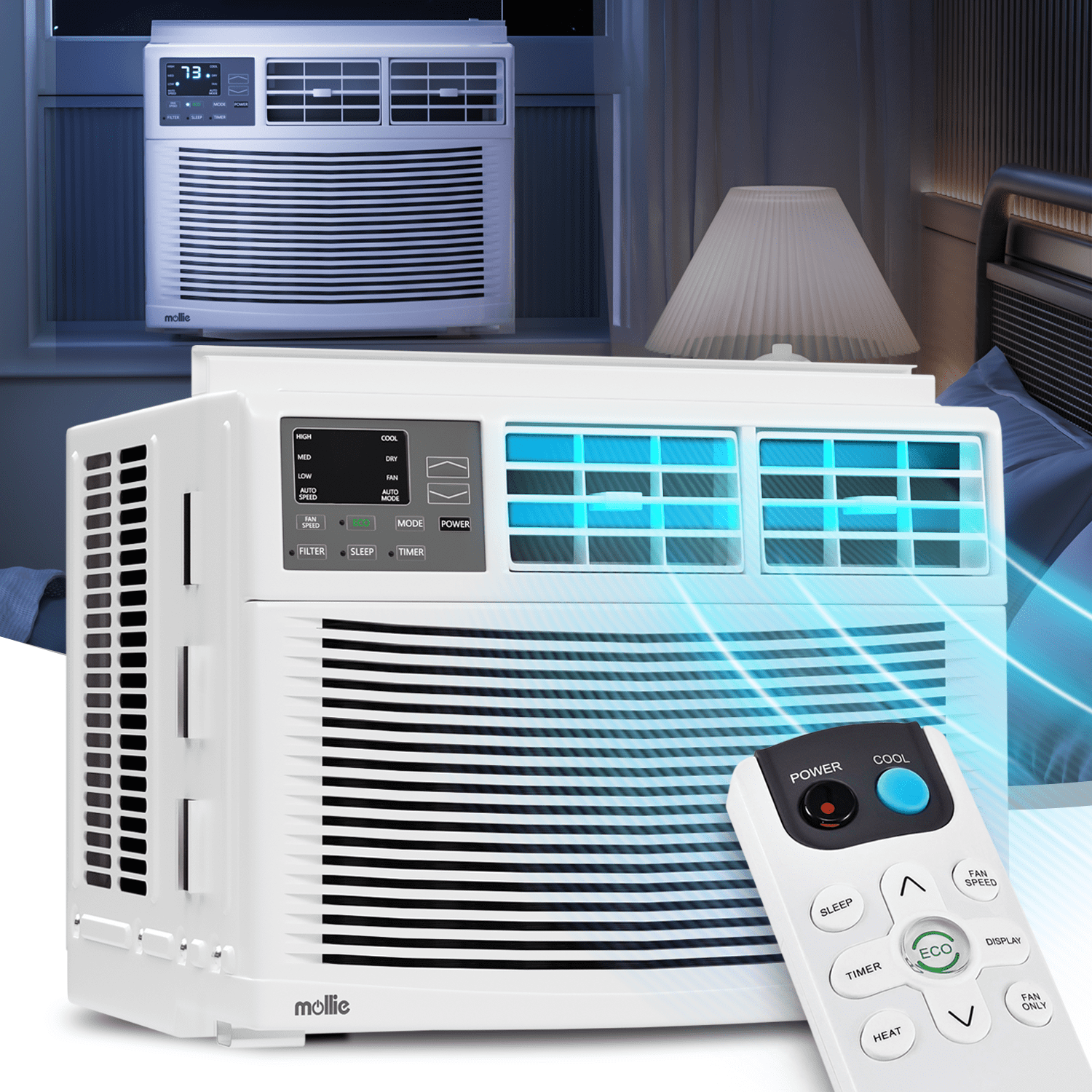 Mollie AC Unit for Small Living Room, 8000 BTU 115V, Cools 350 Sq.Ft ... Mollie AC Unit for Small Living Room, 8000 BTU 115V, Cools 350 Sq.Ft ...