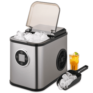 Ice Maker Machine with Scoop & Basket, Portable Self-Clean Ice Machine ...