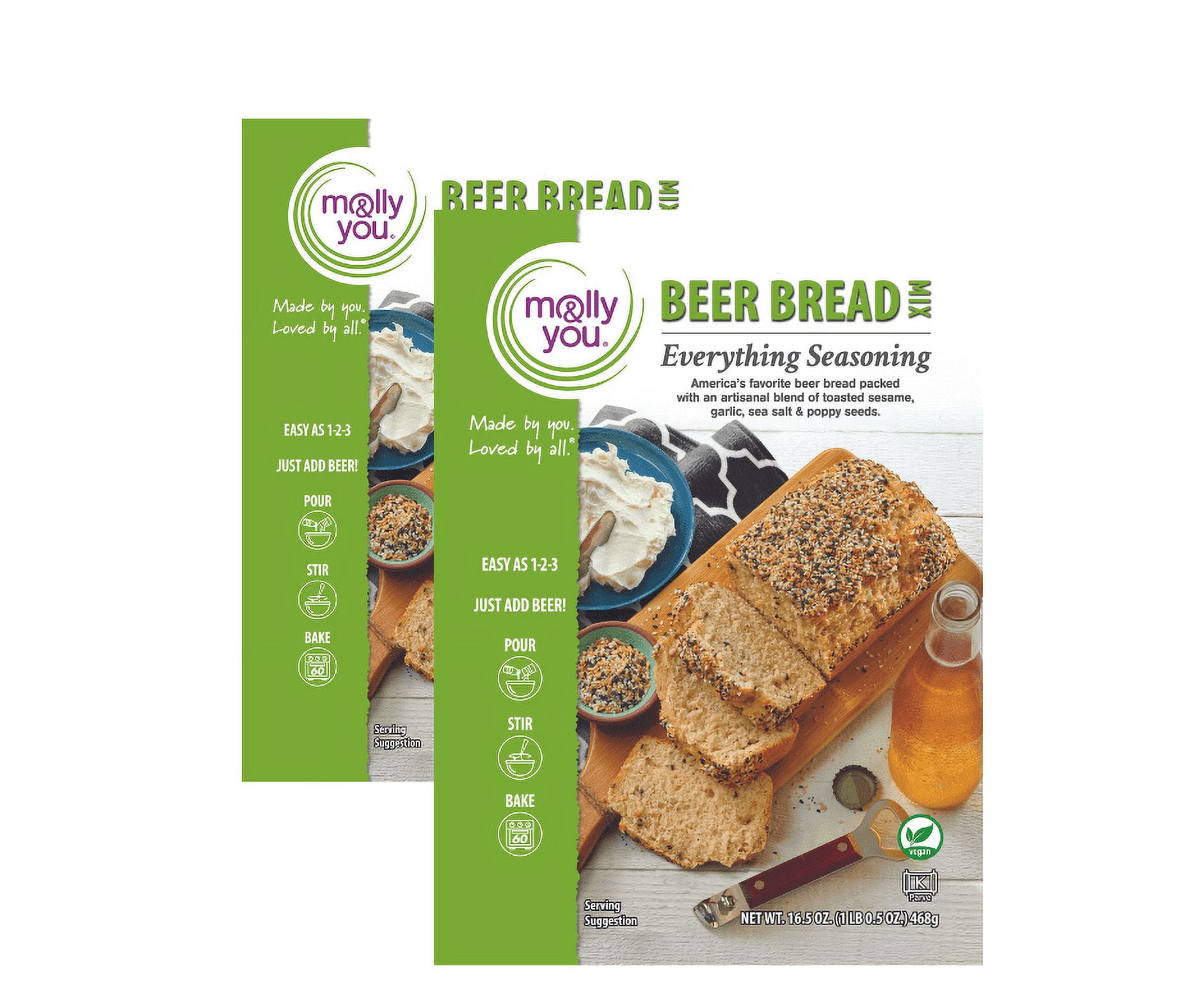 molly&you Everything Seasoning Beer Bread- 2 pack~ Vegan, Dairy free ...