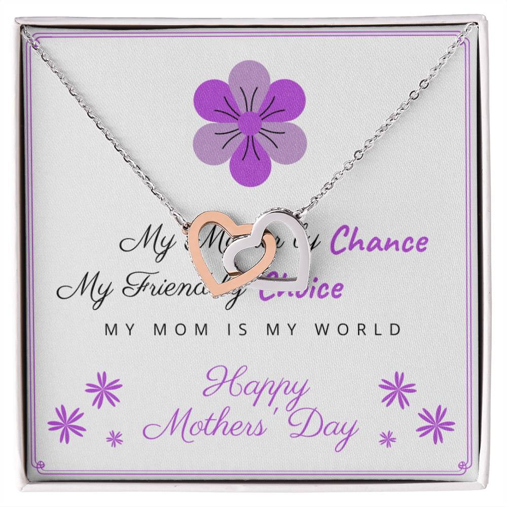 mom mama mamy, Interlocking Hearts Necklace, 14K White Gold/ 18K Yellow ...