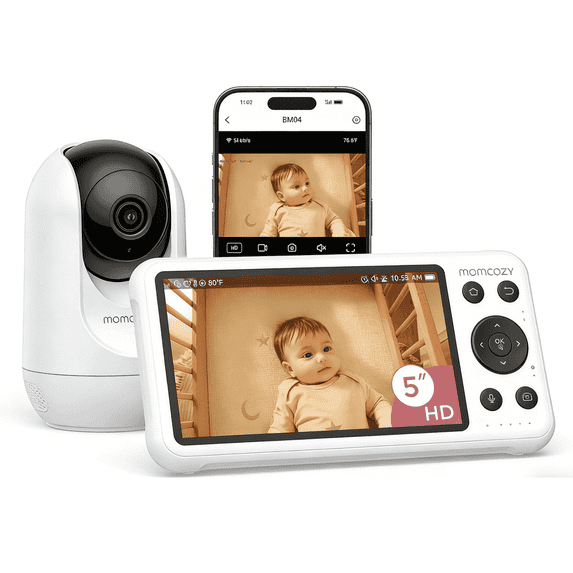 Momcozy, 5" WiFi Baby Monitor with HD Camera, Cry & Motion Detection ...